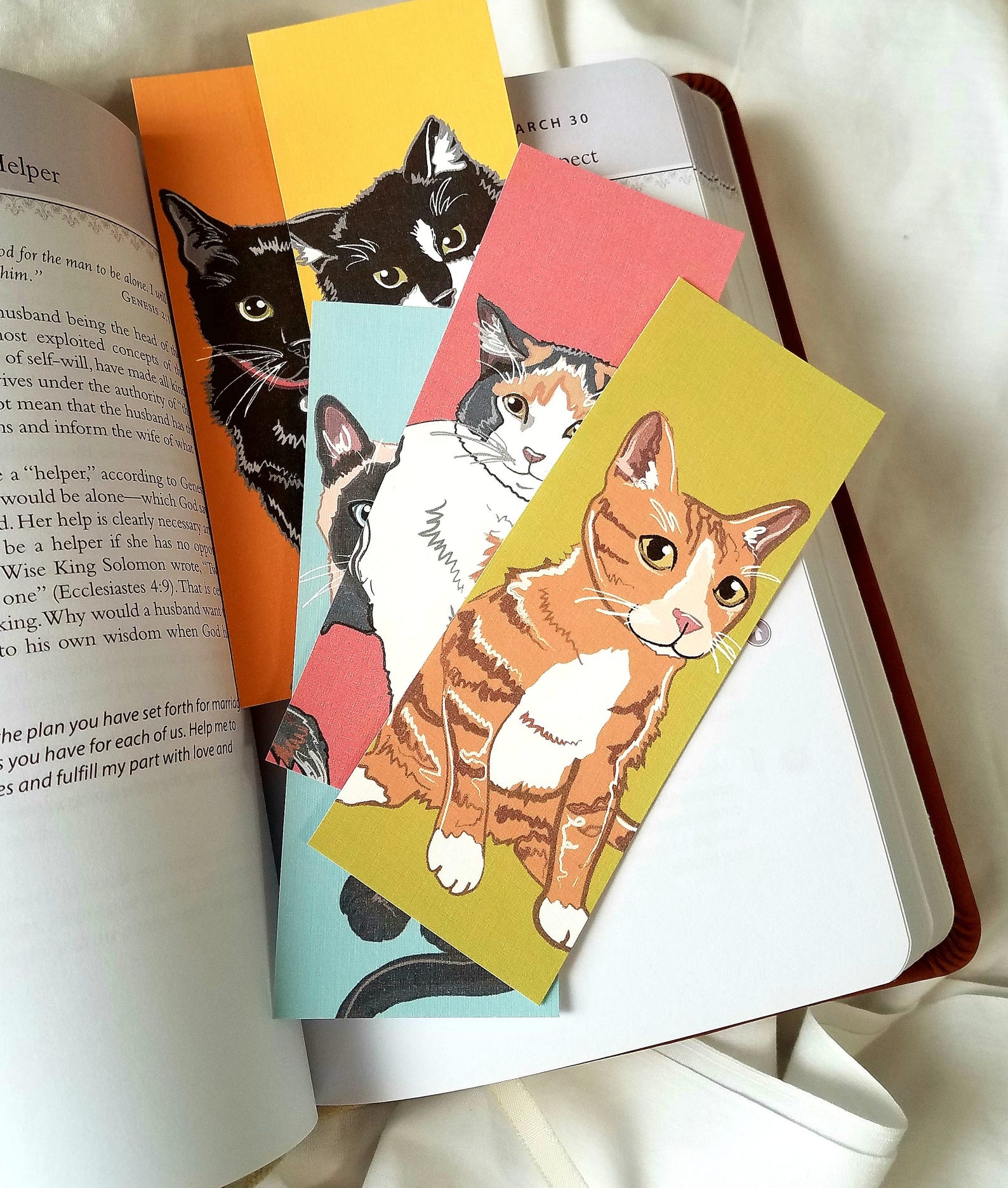 Bright Cat Bookmarks Eco-friendly Set of 5 | Etsy