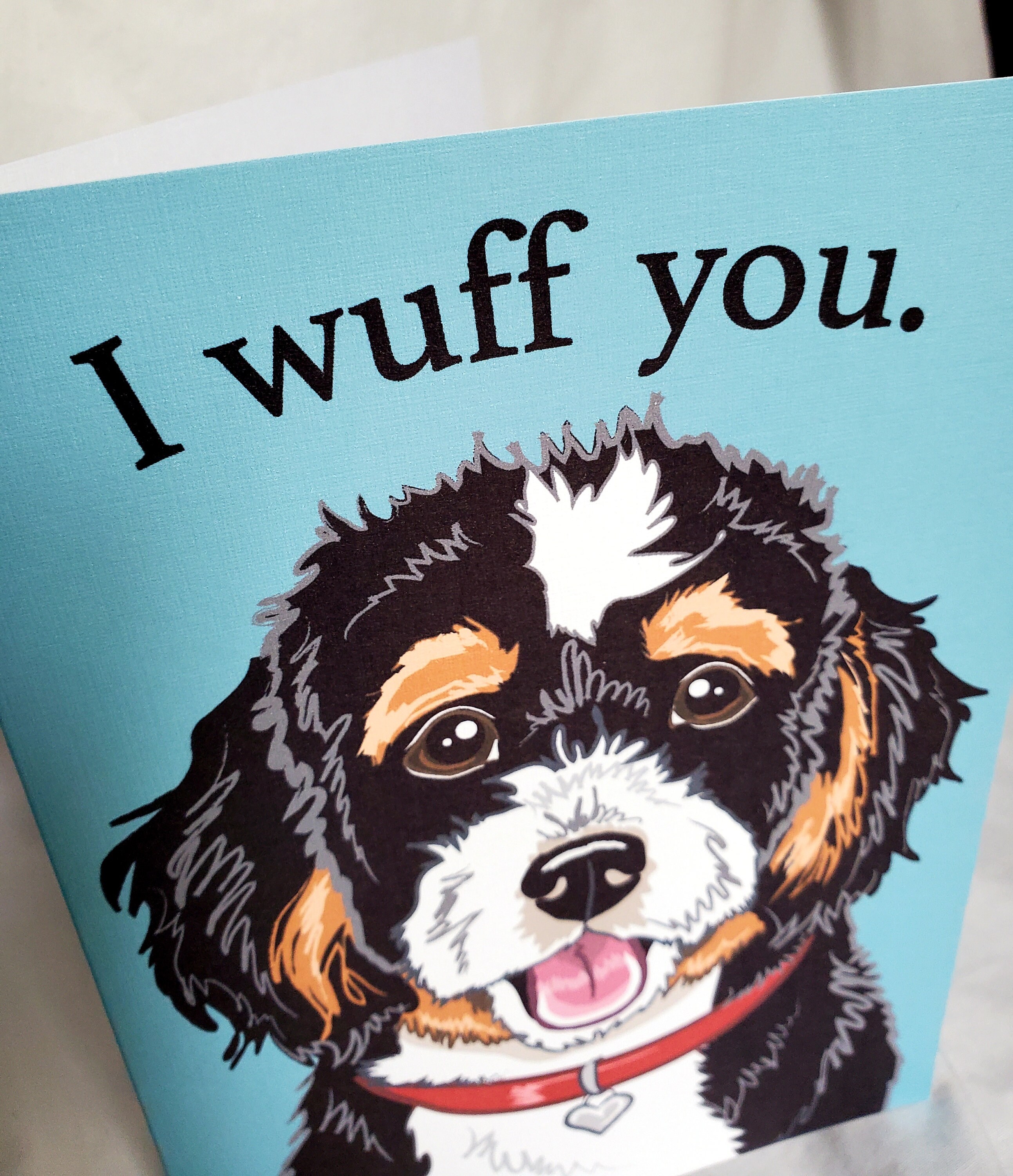 Bernedoodle Wuff You Greeting Card | Etsy