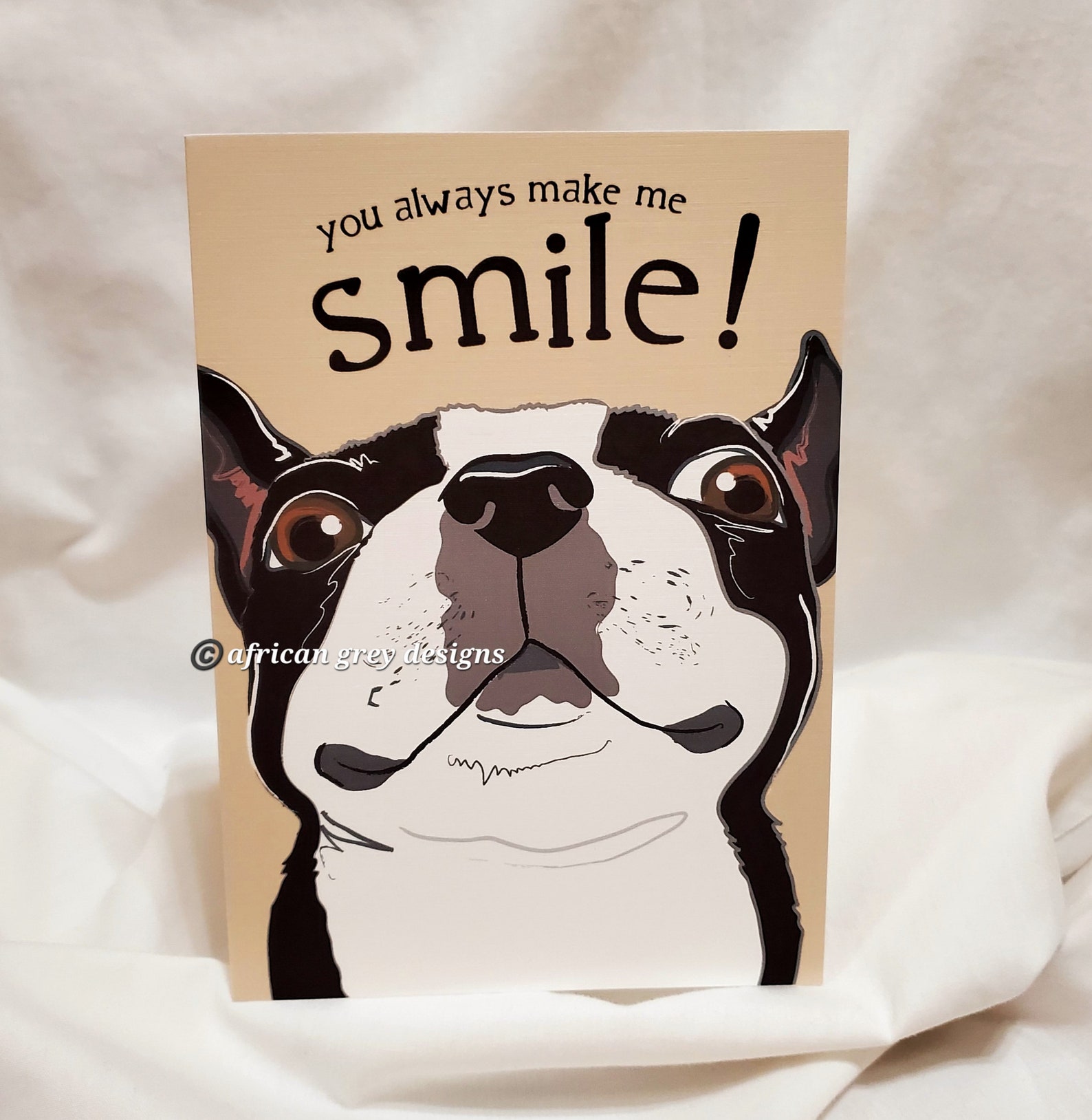 Smiling Boston Terrier Greeting Card - Etsy