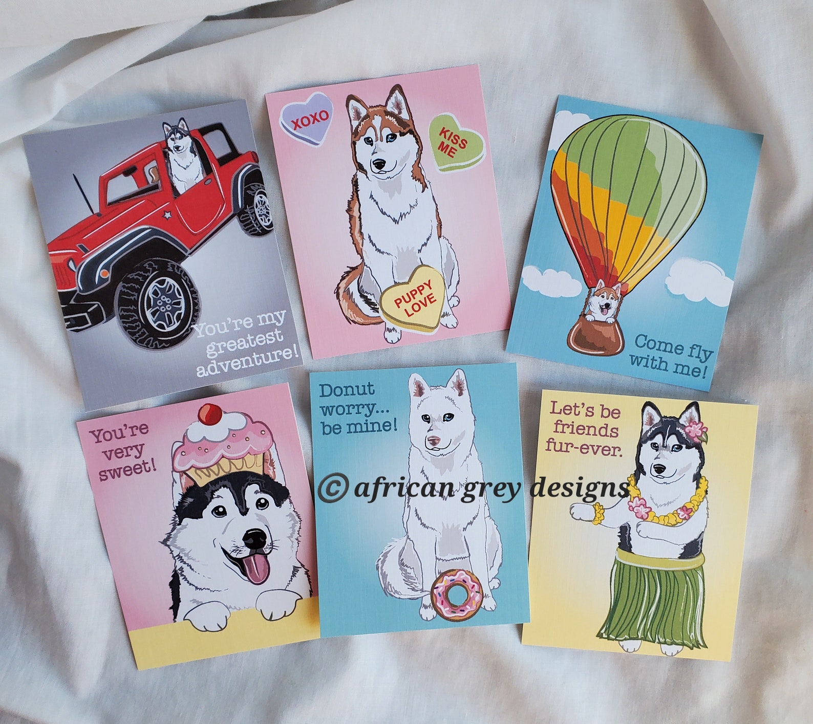 Siberian Husky Valentines - Mini Eco-friendly Set of 6 - Etsy