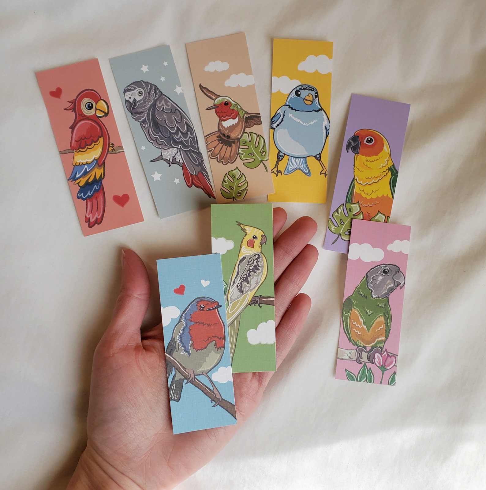 Mini Bird Bookmarks Eco-friendly Set of 8 Printed on - Etsy