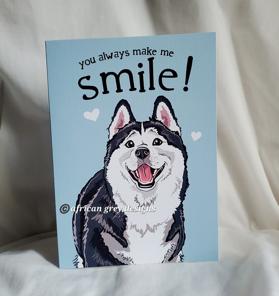 Smiling Siberian Husky Greeting Card - Etsy