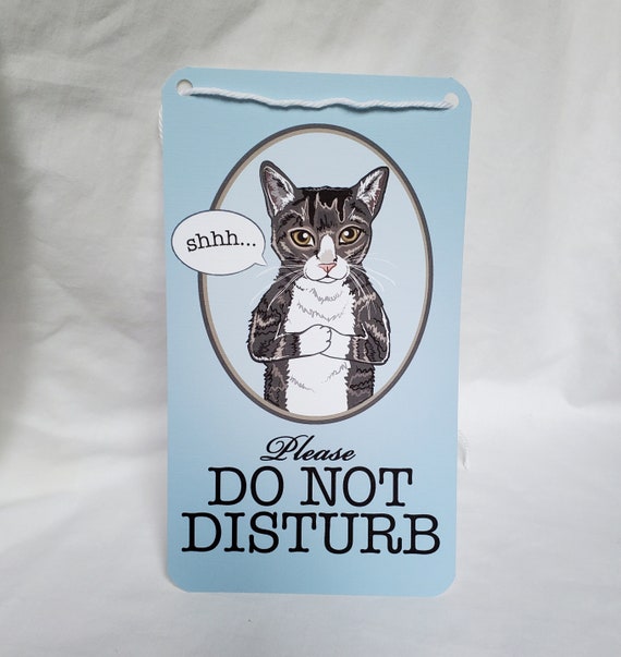 Tabby Cat Do Not Disturb Sign Printed on Recycled Linen | Etsy