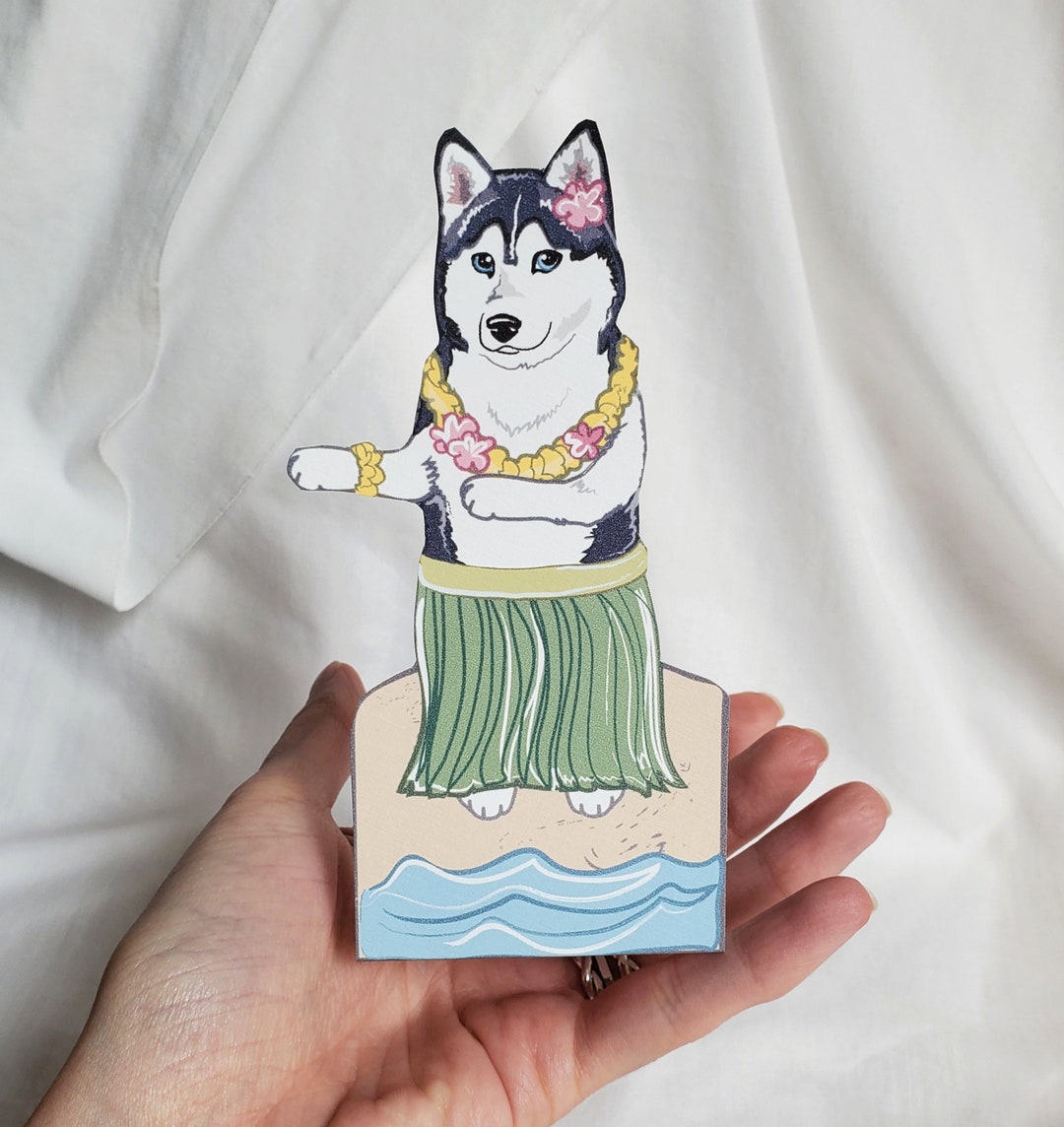 Hula Husky Desk Decor Paper Doll - Etsy