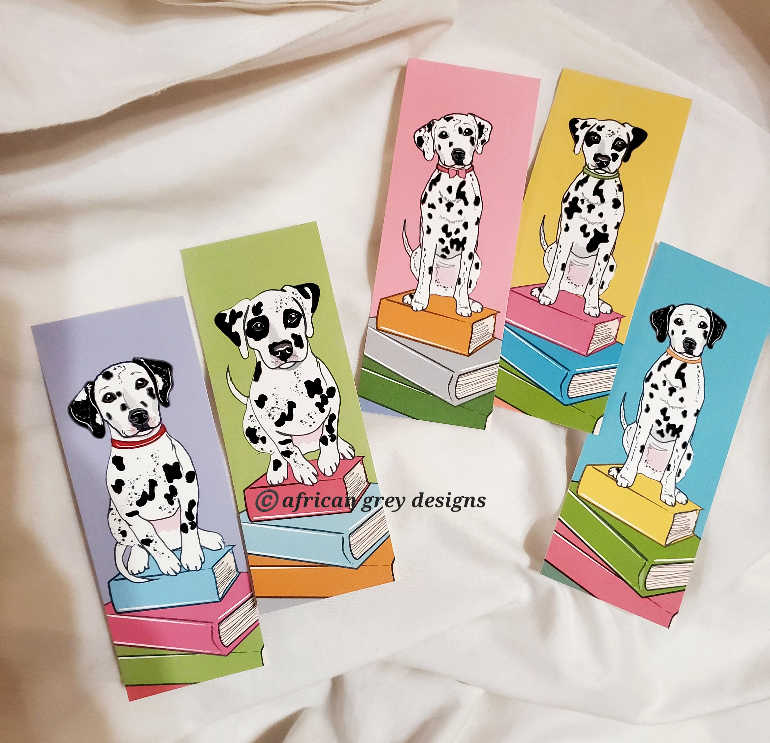 Dalmatian Bookmarks - Eco-friendly Set of 5 - Printed on Recycled Linen ...