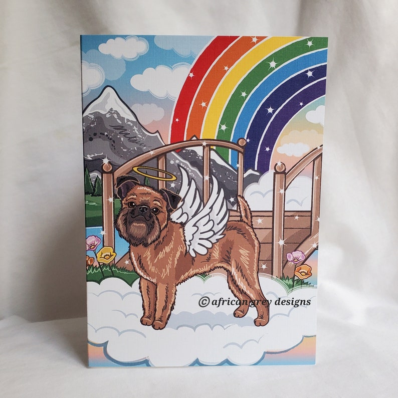 Rainbow Bridge Brussels Griffon Angel Greeting Card - Etsy
