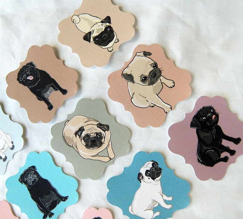 Pug Die Cut Collection Eco-friendly Set of 12 Scrapbooking | Etsy