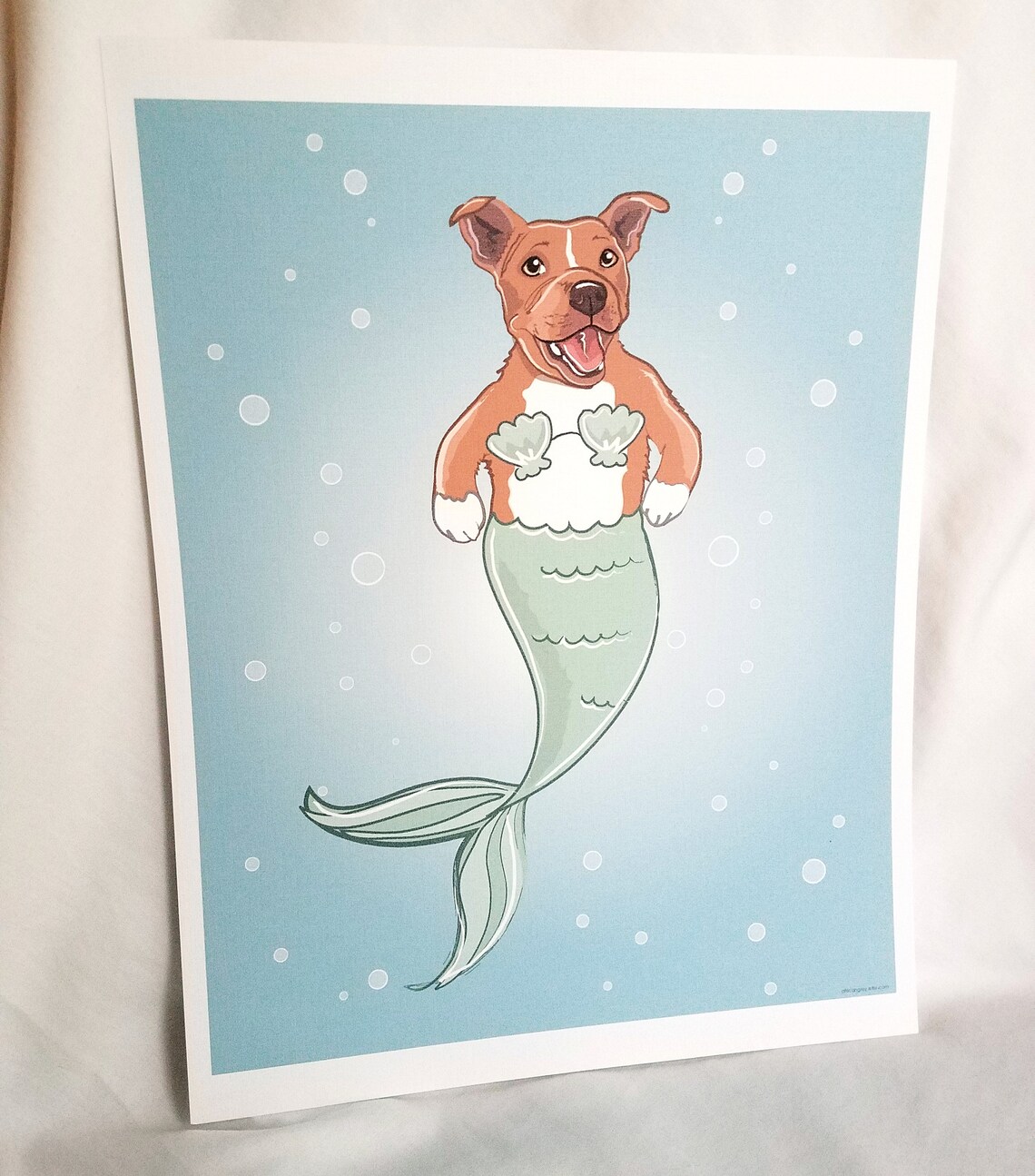 Mermaid Pit Bull Red Eco-friendly 8x10 Print - Etsy