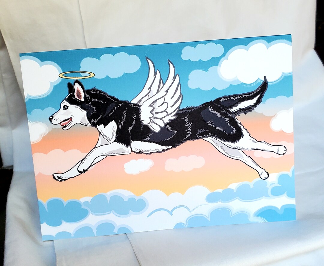 Flying Siberian Husky Angel Greeting Card - Etsy