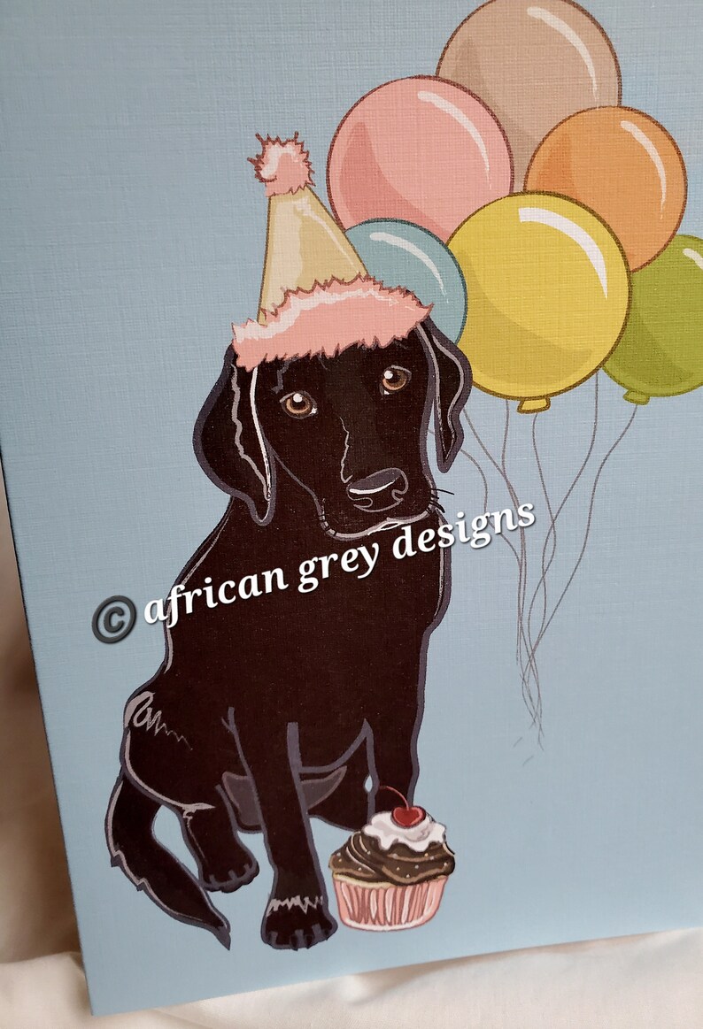 Black Lab 'n Balloons Greeting Card - Etsy