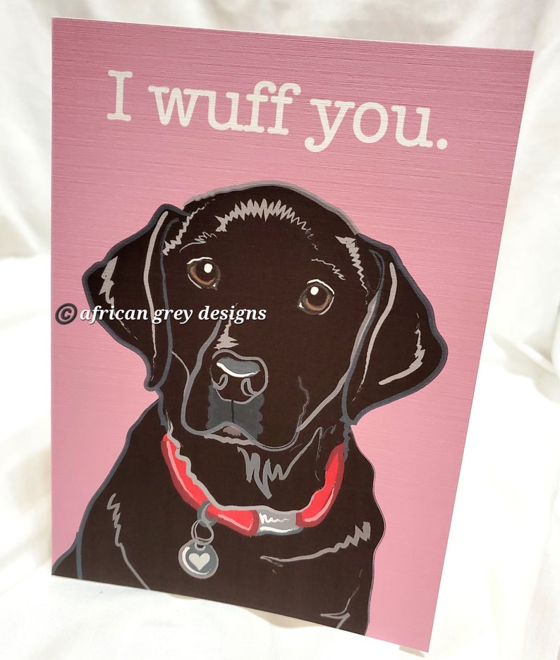 Wuff You Black Lab Greeting Card - Etsy