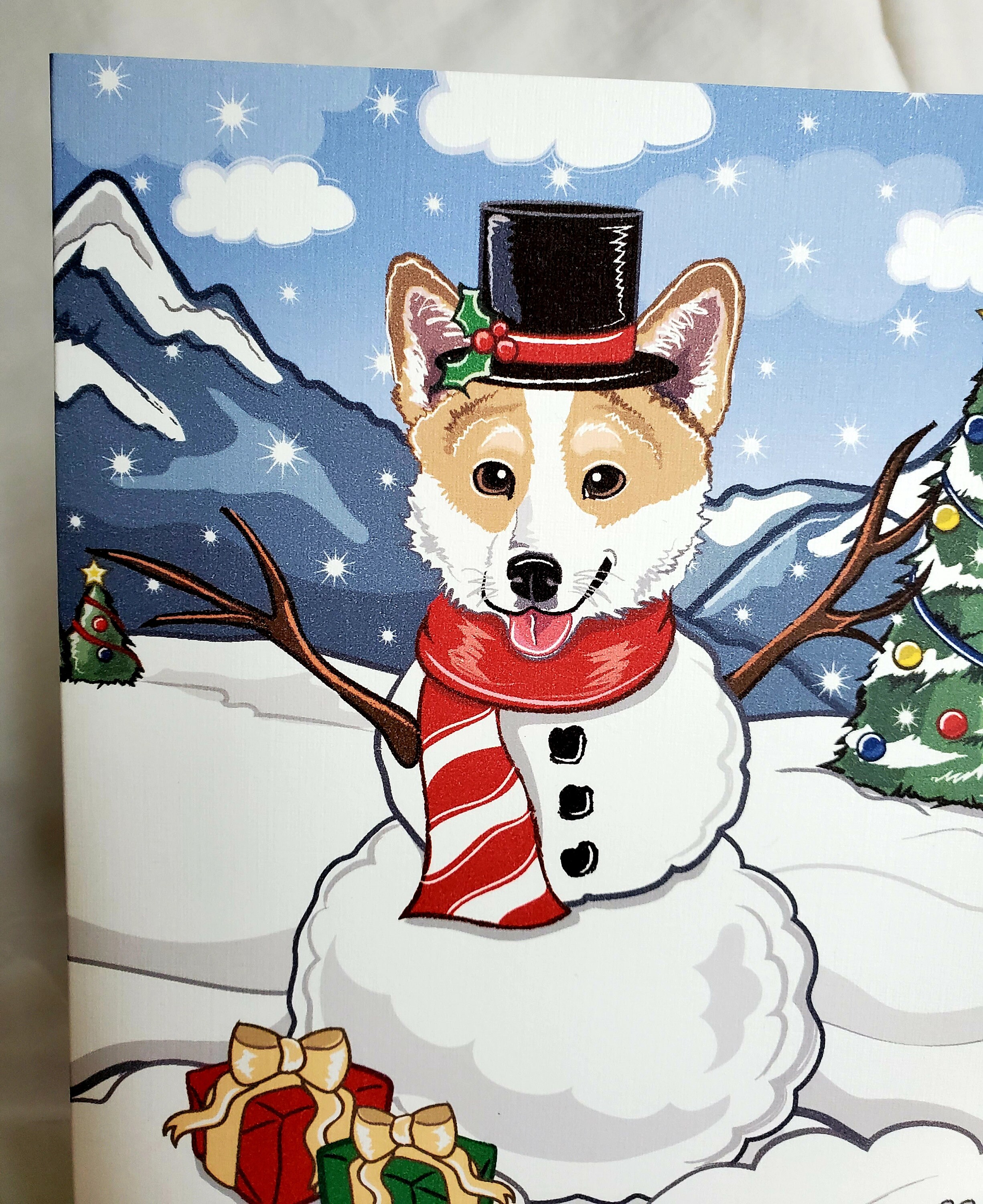 Corgi Snowman Greeting Card | Etsy