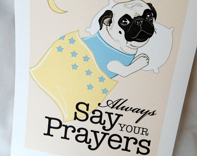 Praying Pug 7x9 Eco-friendly Print - Etsy