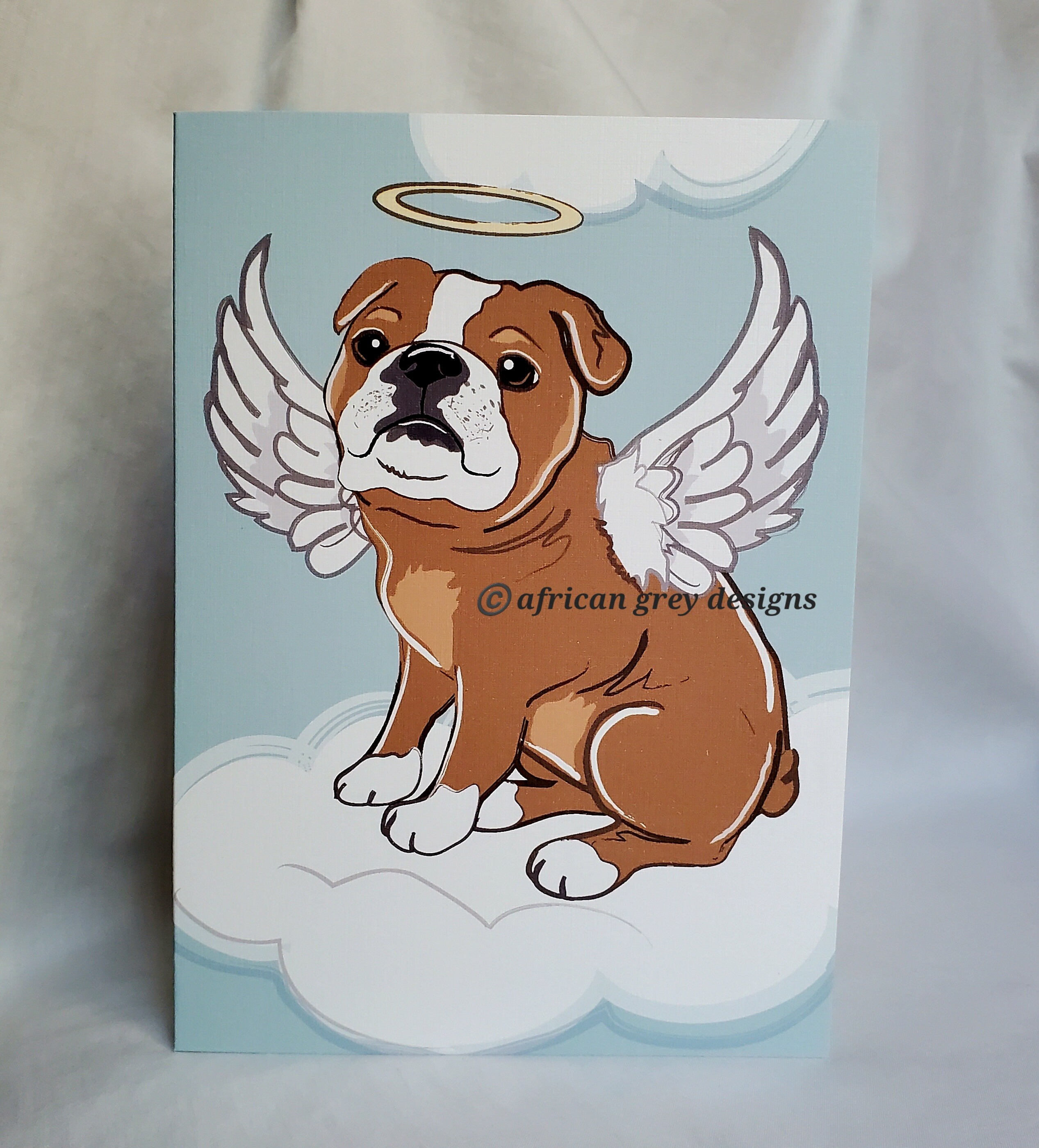 Angel English Bulldog Greeting Card - Etsy