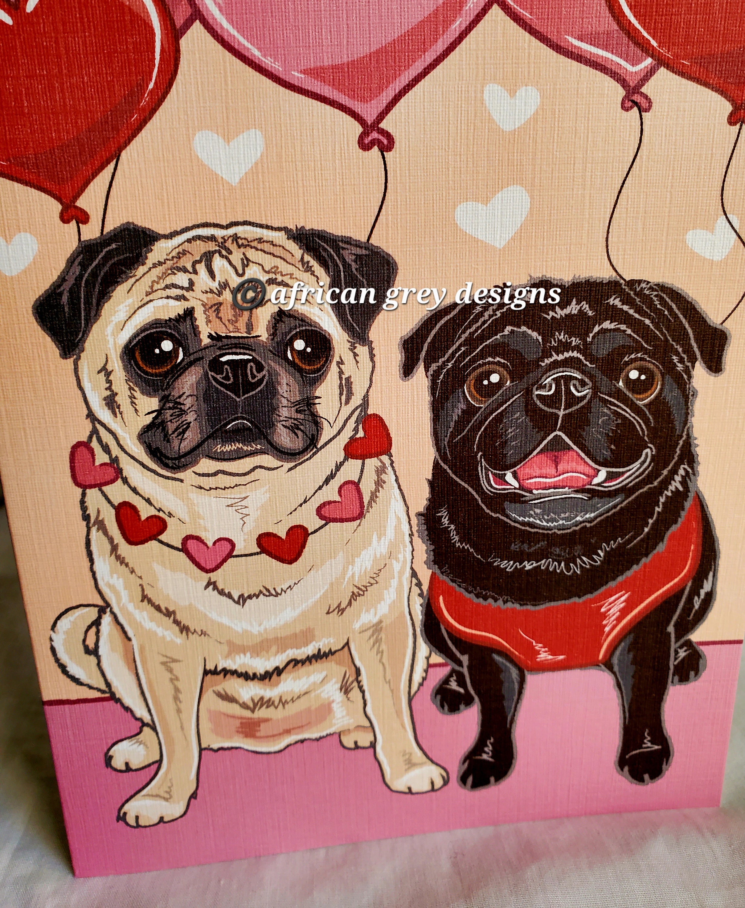Valentine Pugs Greeting Card - Etsy