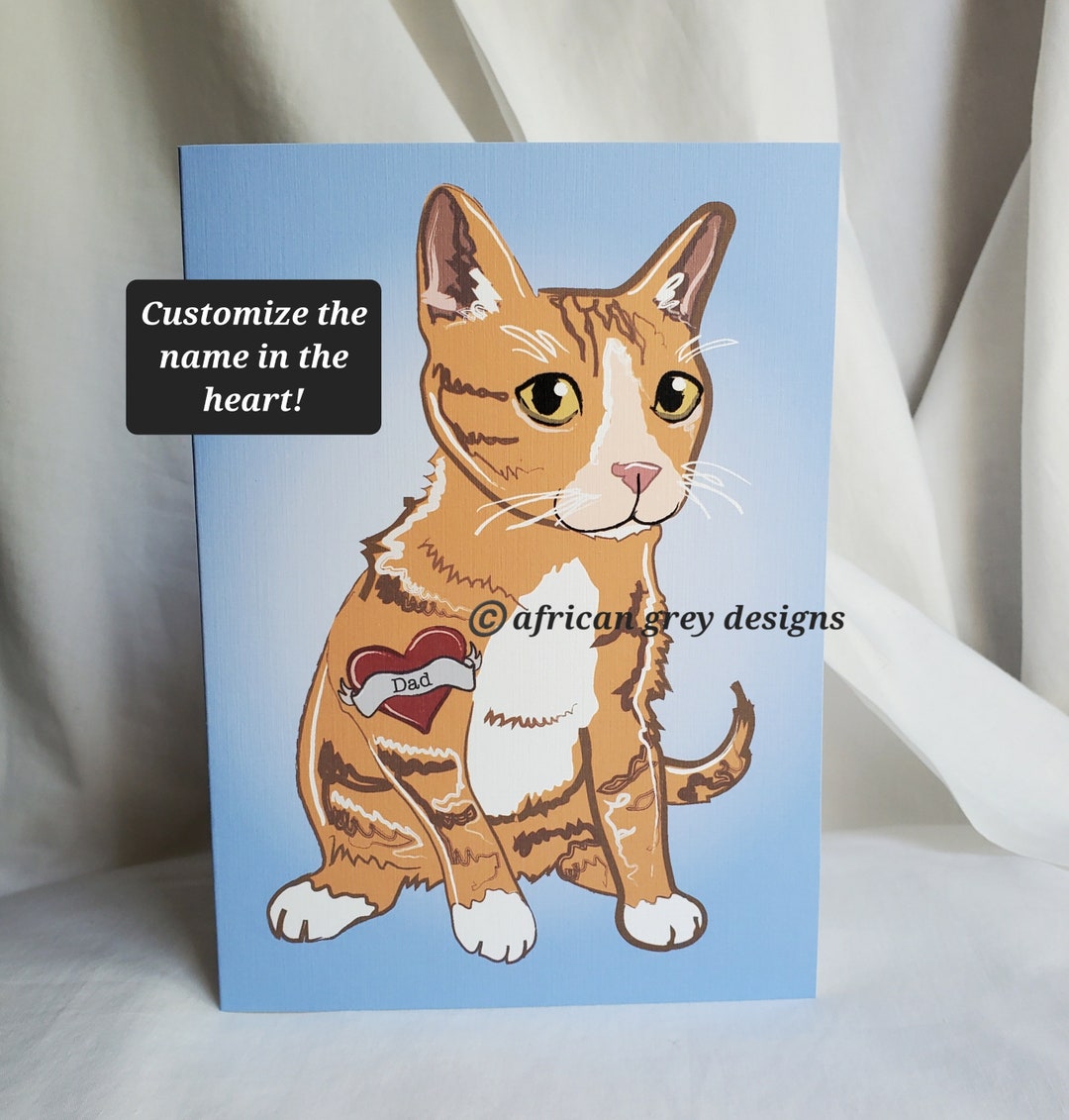 Custom Orange Cat Tattoo Greeting Card - Etsy
