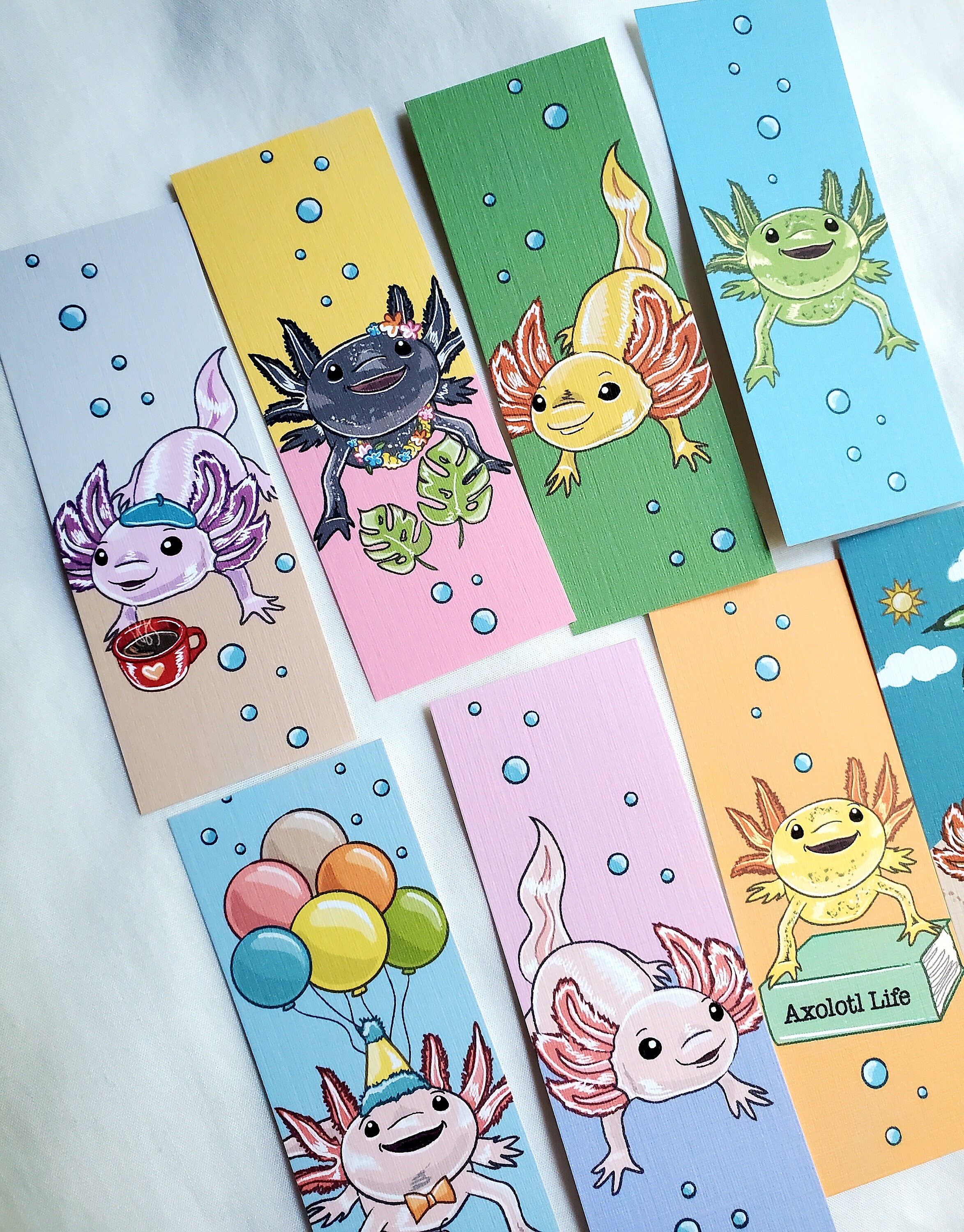 Mini Axolotl Bookmarks Eco-friendly Set of 8 Printed on - Etsy