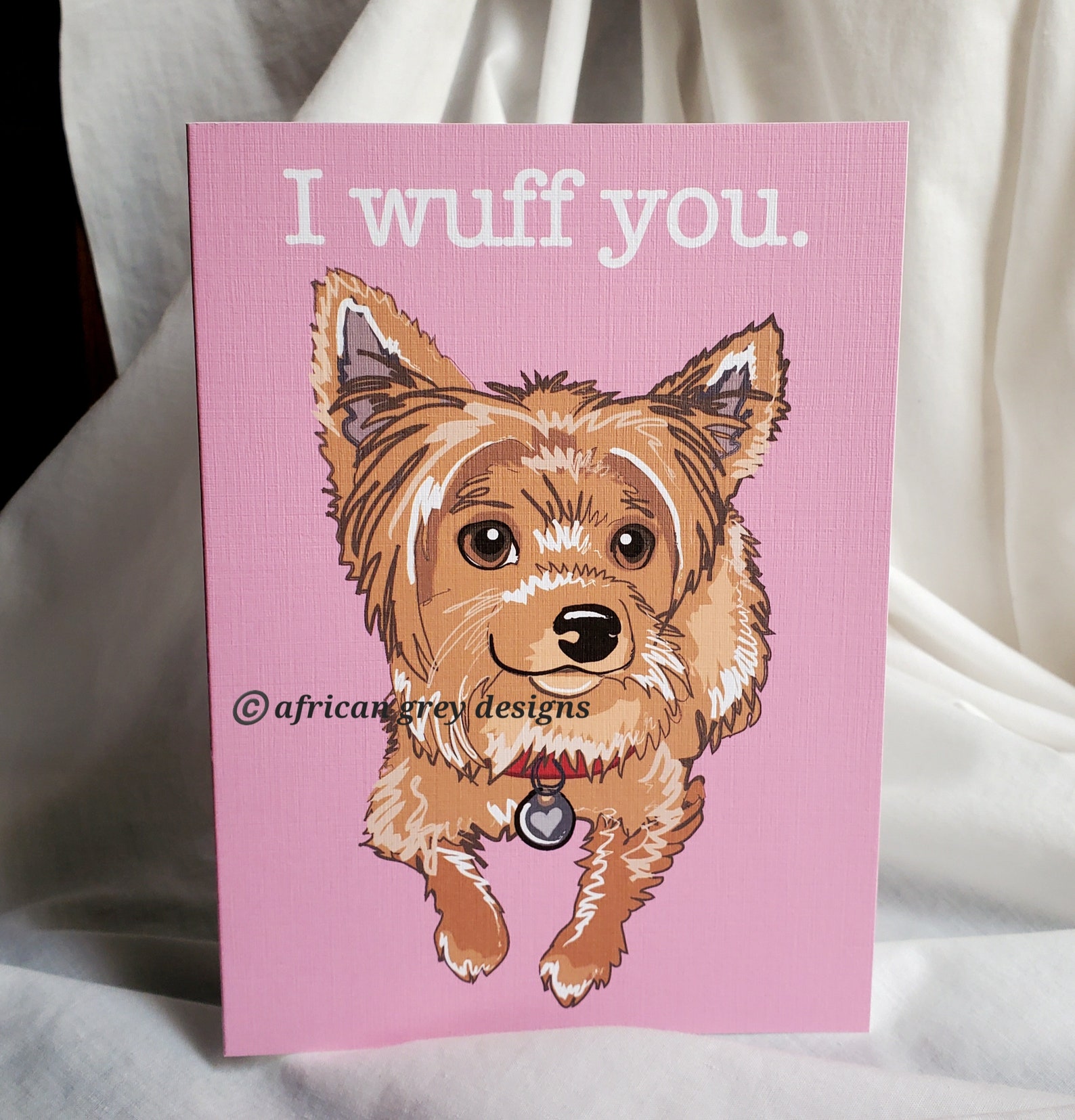 Wuff You Yorkshire Terrier Greeting Card - Etsy
