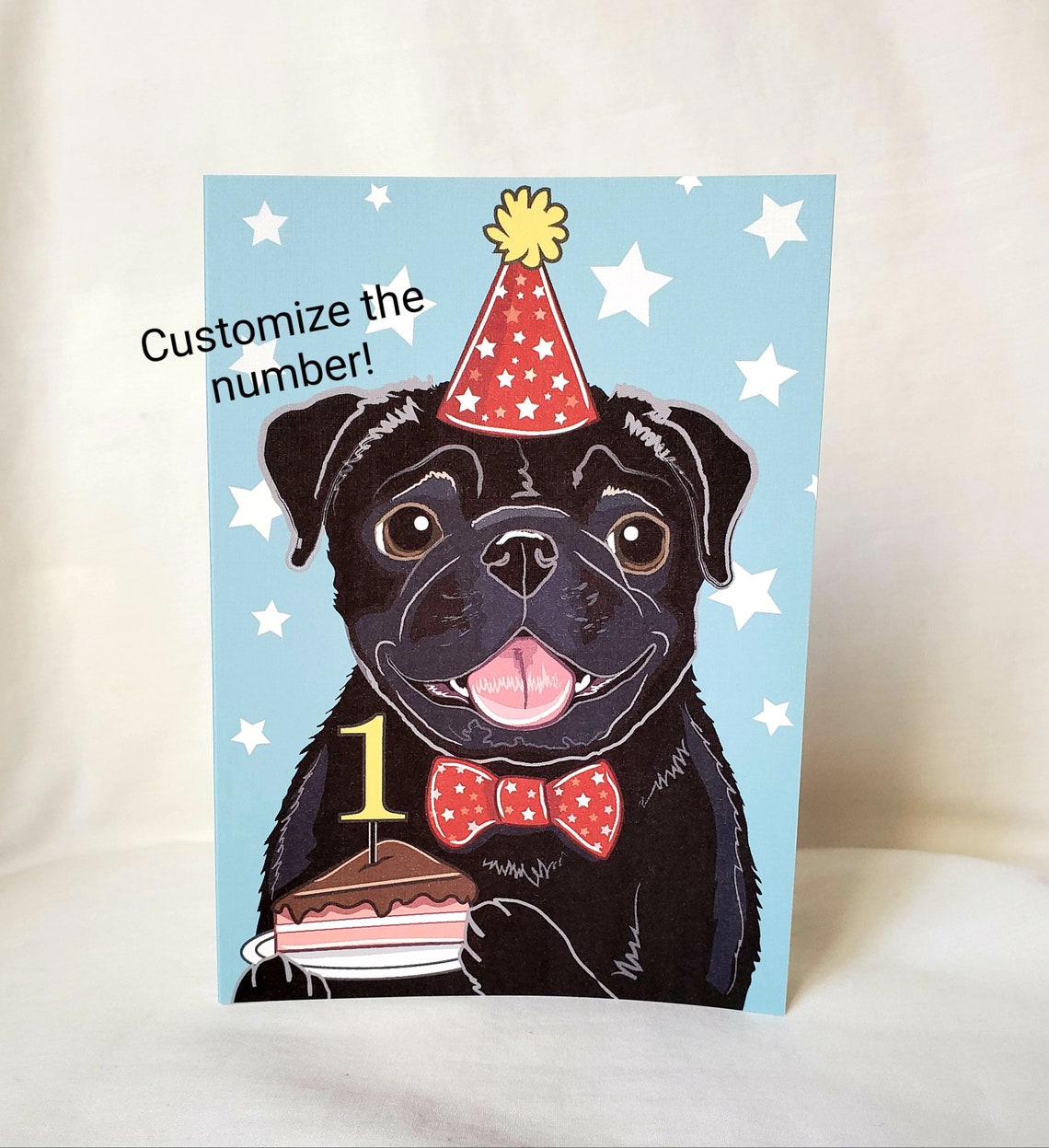 Custom Birthday Pug Greeting Card Customize With Your Candle - Etsy