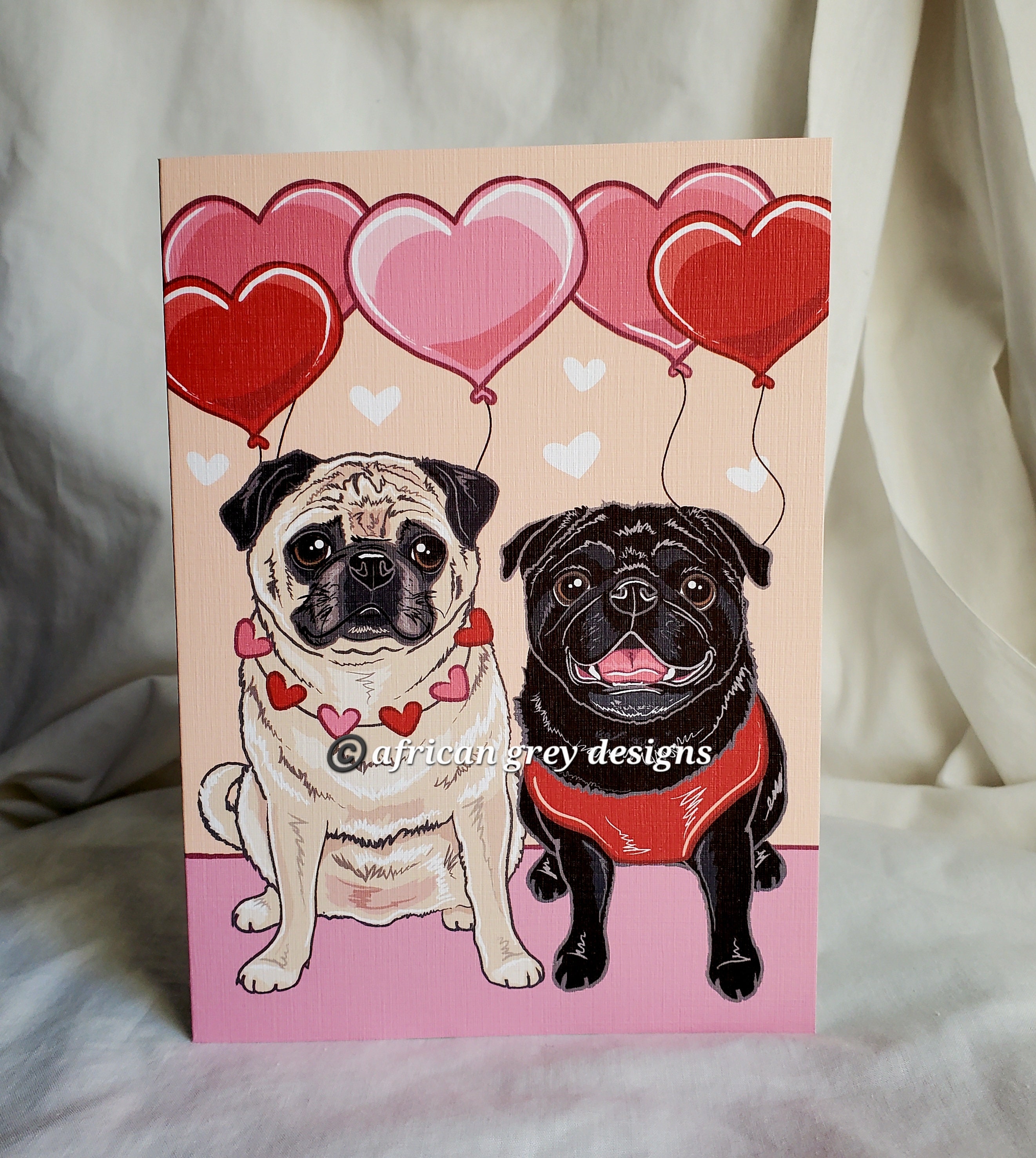 Valentine Pugs Greeting Card - Etsy
