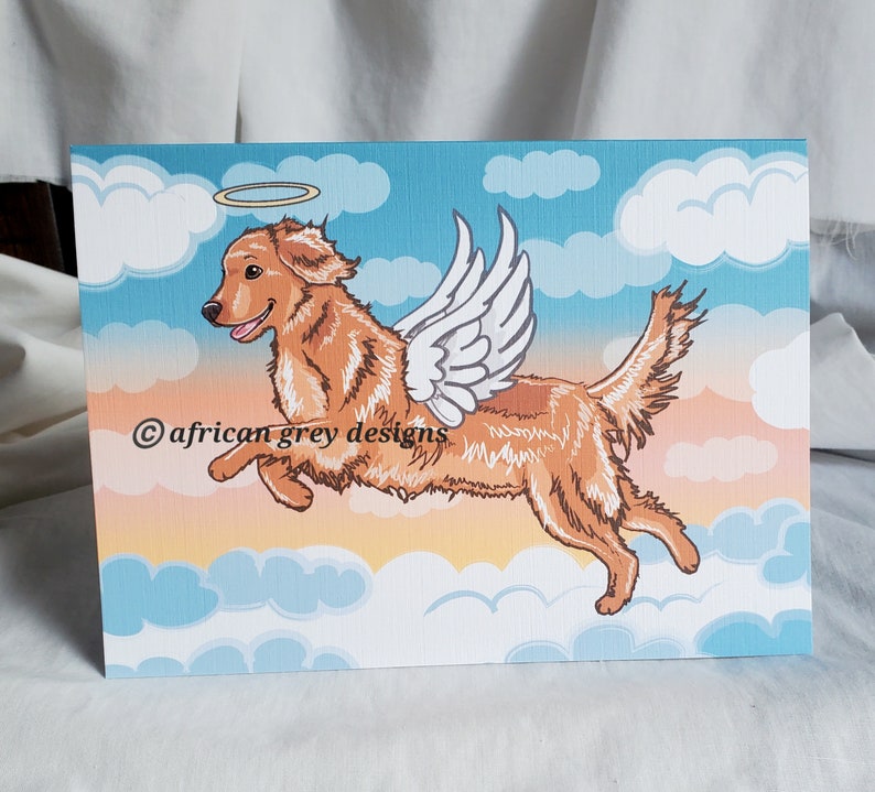 Flying Golden Retriever Angel Greeting Card - Etsy