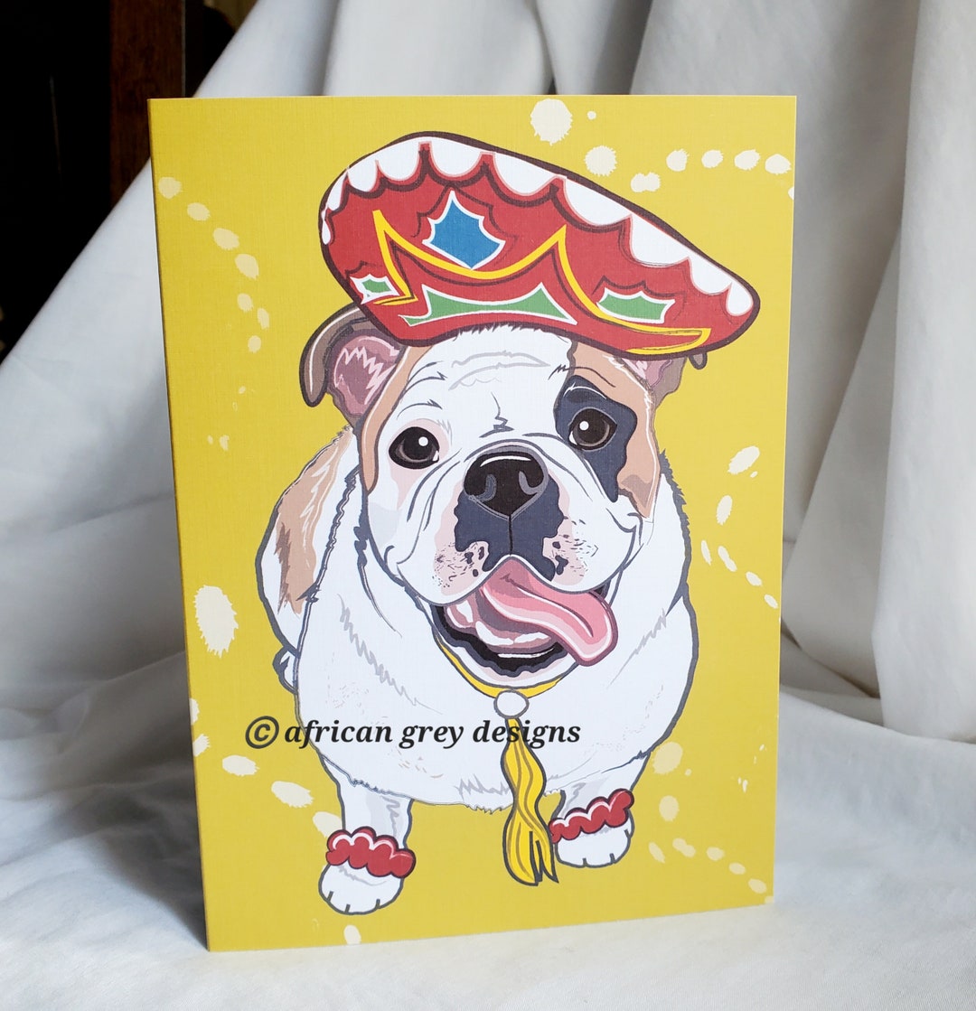 Fiesta Bulldog Greeting Card - Etsy