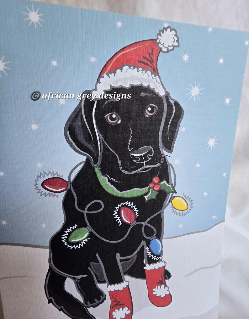 Christmas Black Lab Greeting Card - Etsy