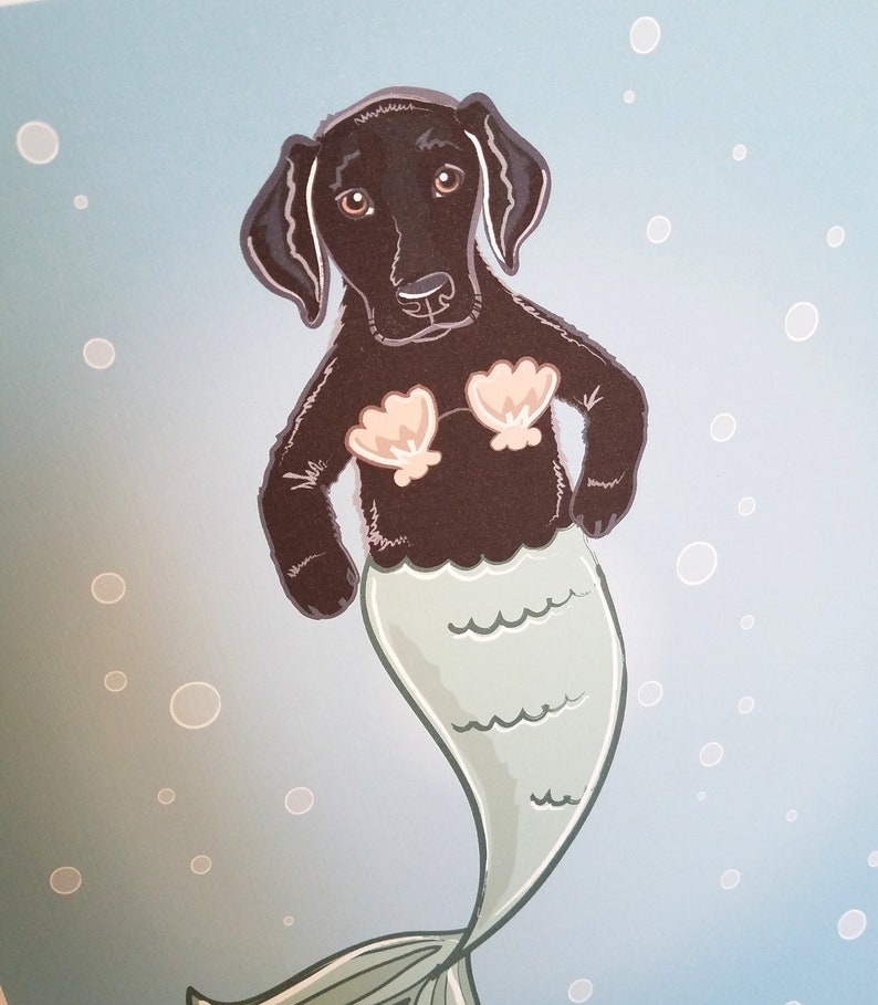 Black Labrador Retriever Mermaid Bikini Shell Top | Etsy