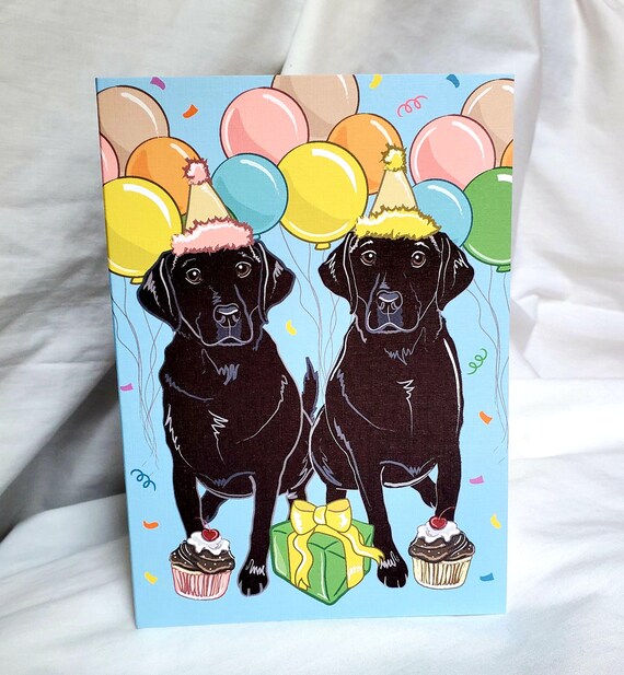 Birthday Black Labs Greeting Card | Etsy