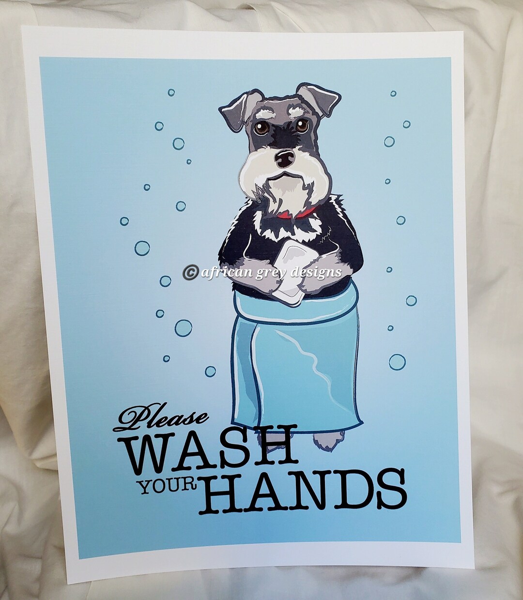 Wash Your Hands Schnauzer 8x10 Eco-friendly Print - Etsy