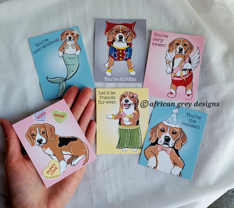 Beagle Valentines - Mini Eco-friendly Set of 6 - Etsy