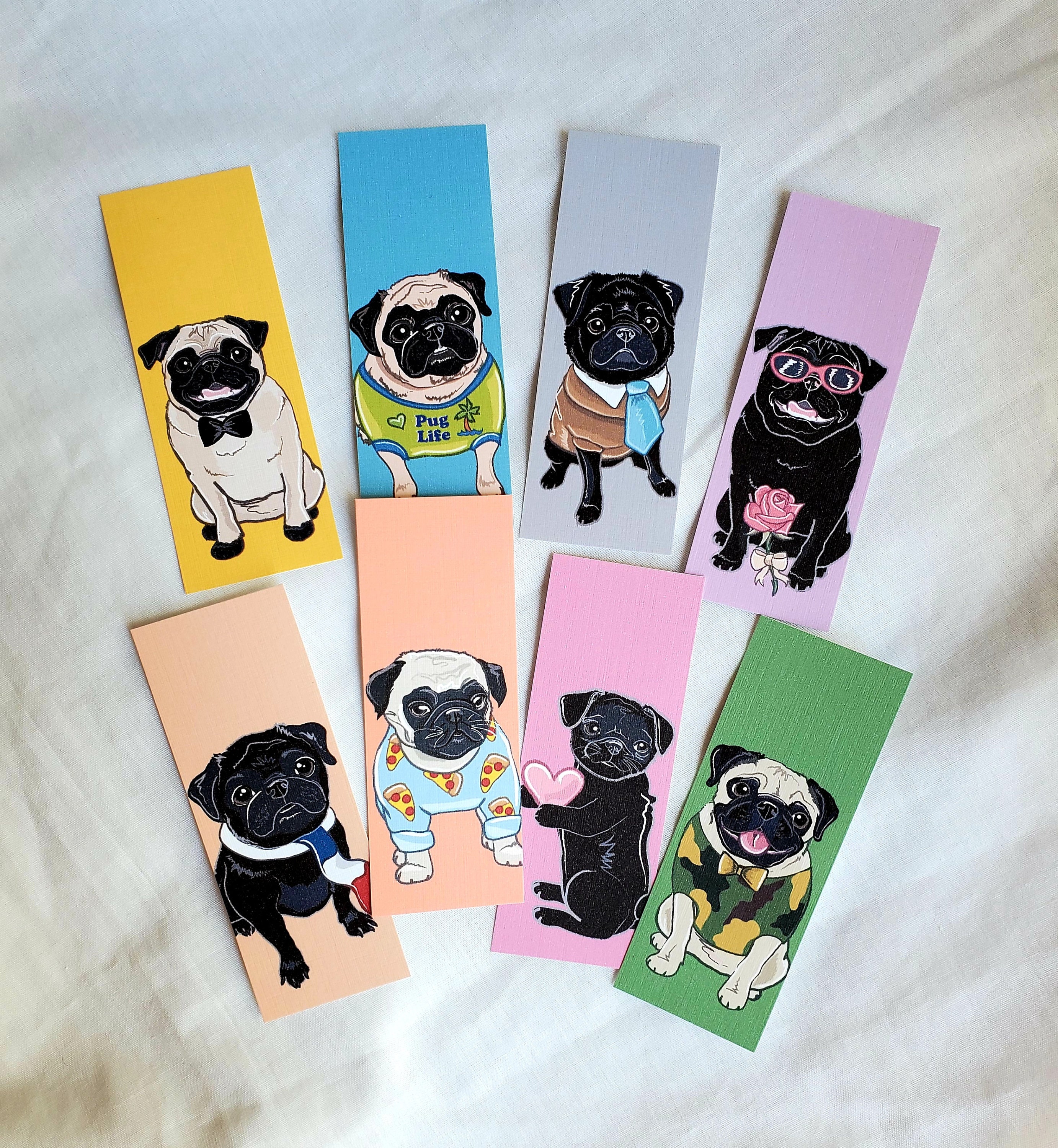 Mini Pug Bookmarks Eco-friendly Set of 8 | Etsy