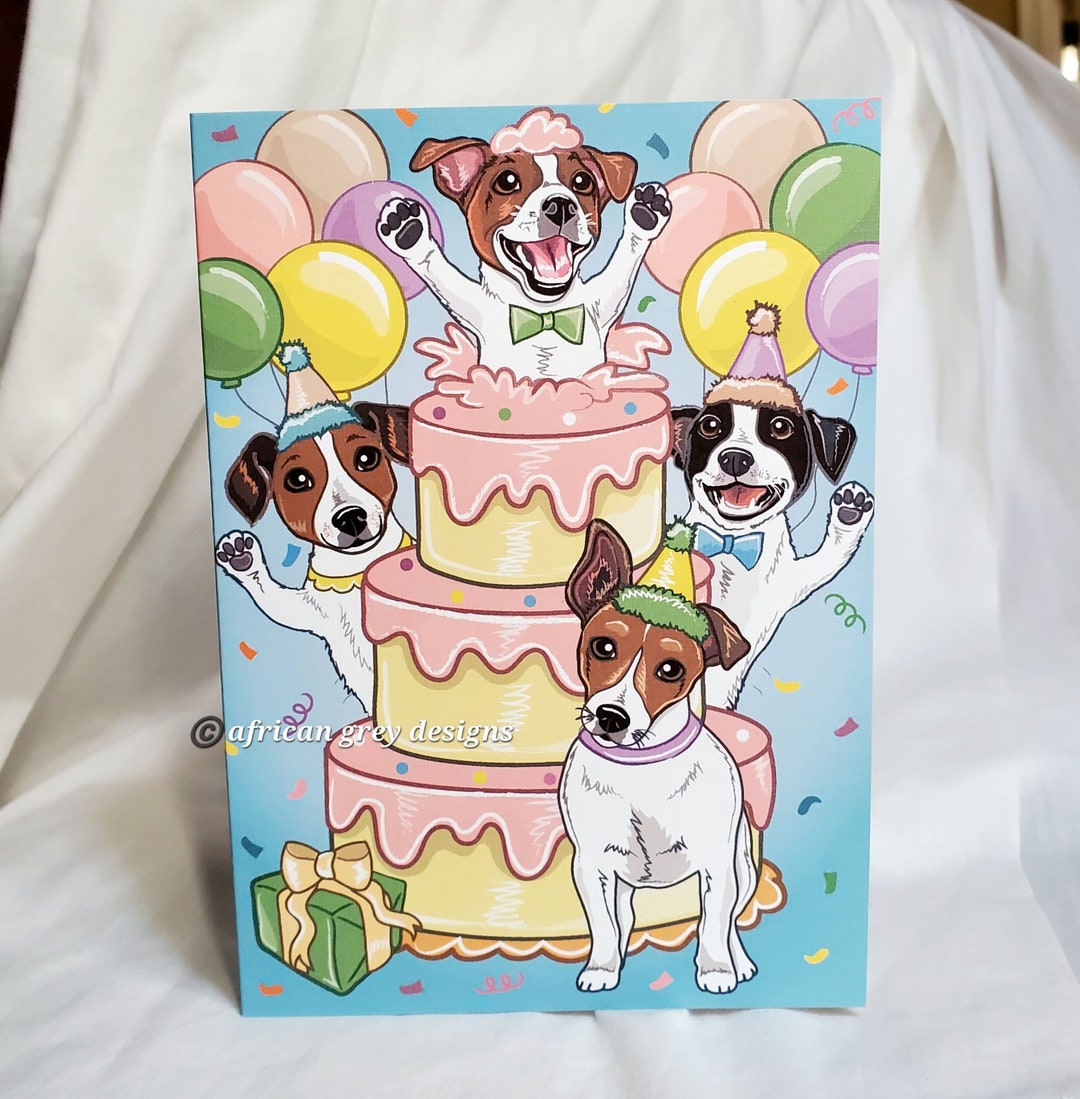 Jack Russell Terrier Birthday Cake Greeting Card - Etsy
