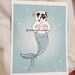Mermaid English Bulldog - White - Eco-friendly 8x10 Print - Etsy