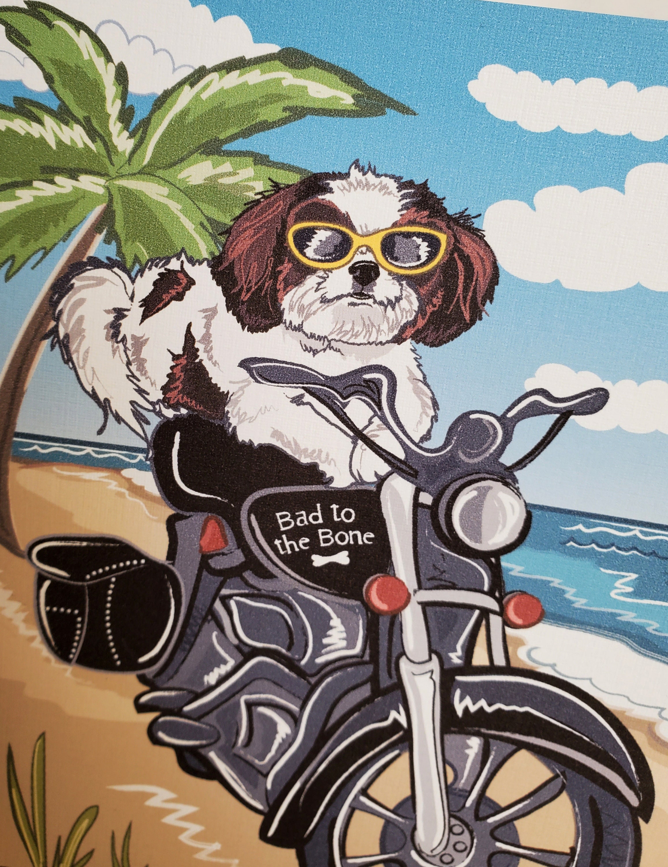 Motorcycle Shih Tzu Greeting Card Beach Background - Etsy UK