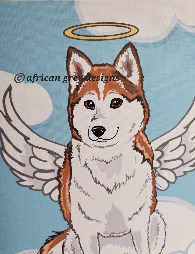 Angel Red Siberian Husky Greeting Card - Etsy