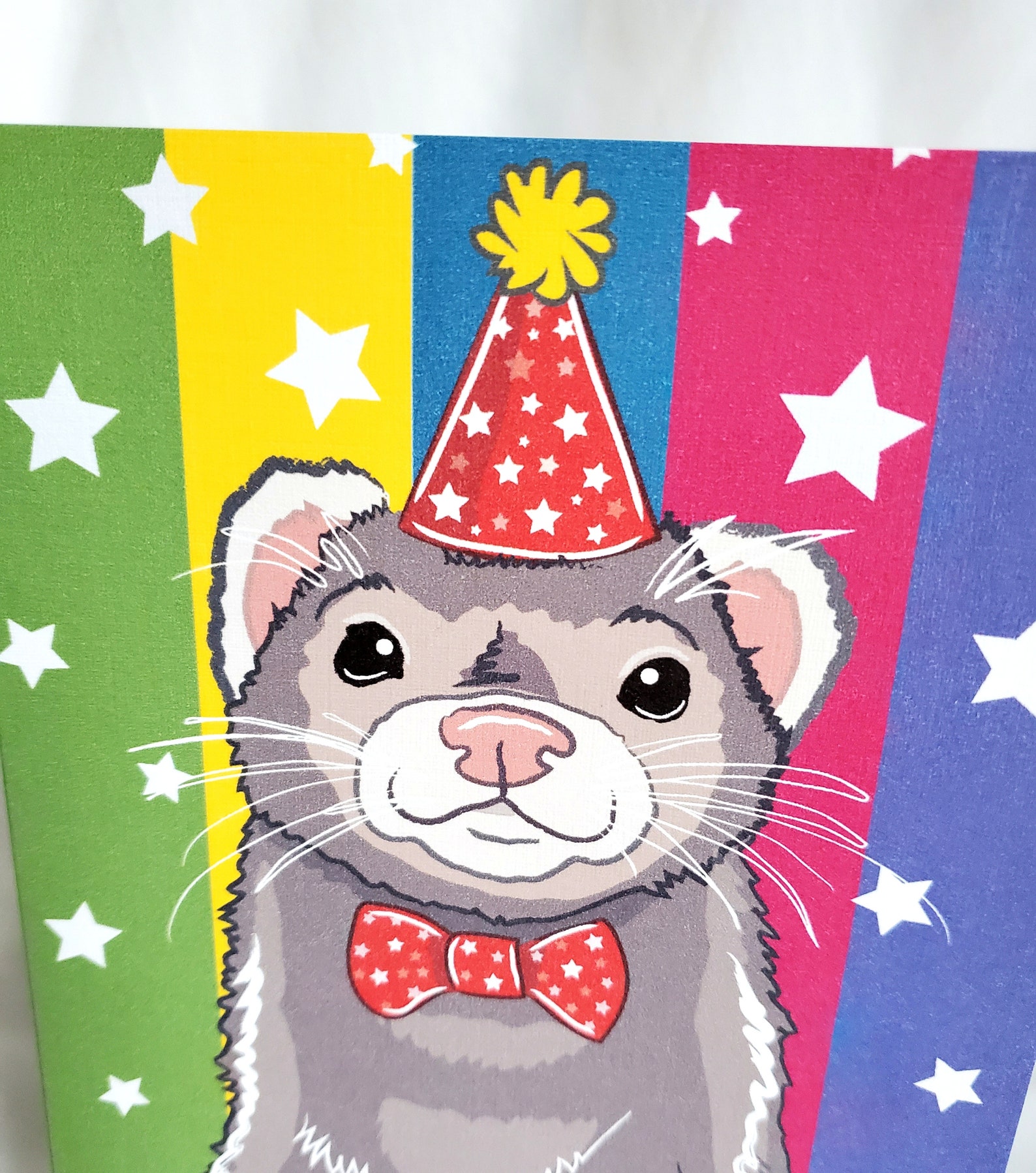 Rainbow Ferret Birthday Card | Etsy