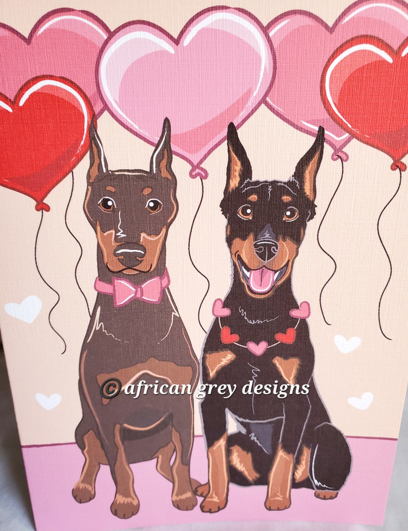 Valentine Dobermans Greeting Card - Etsy