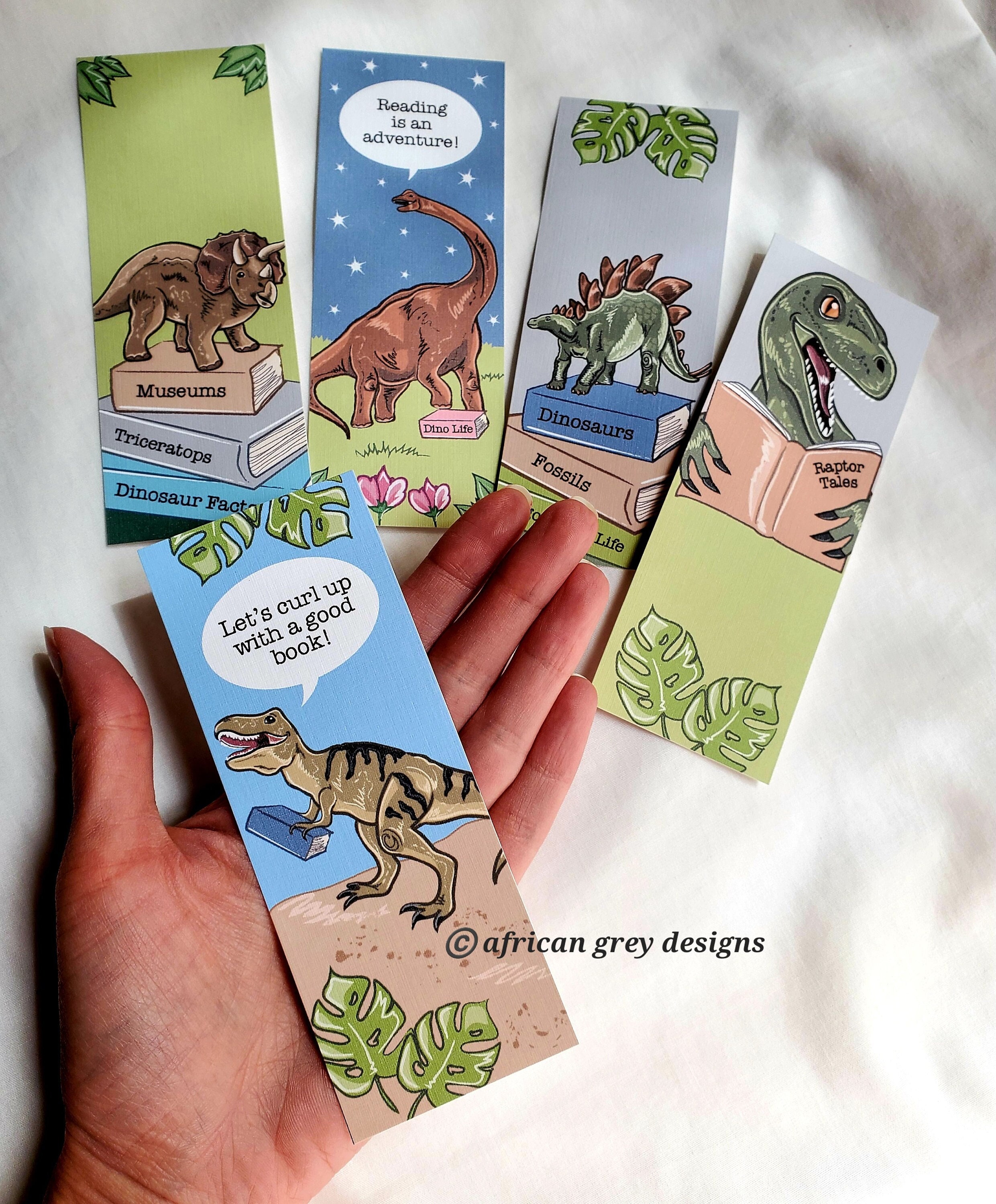 Dinosaur Bookmarks Eco-friendly Set of 5 on Recycled Linen - Etsy