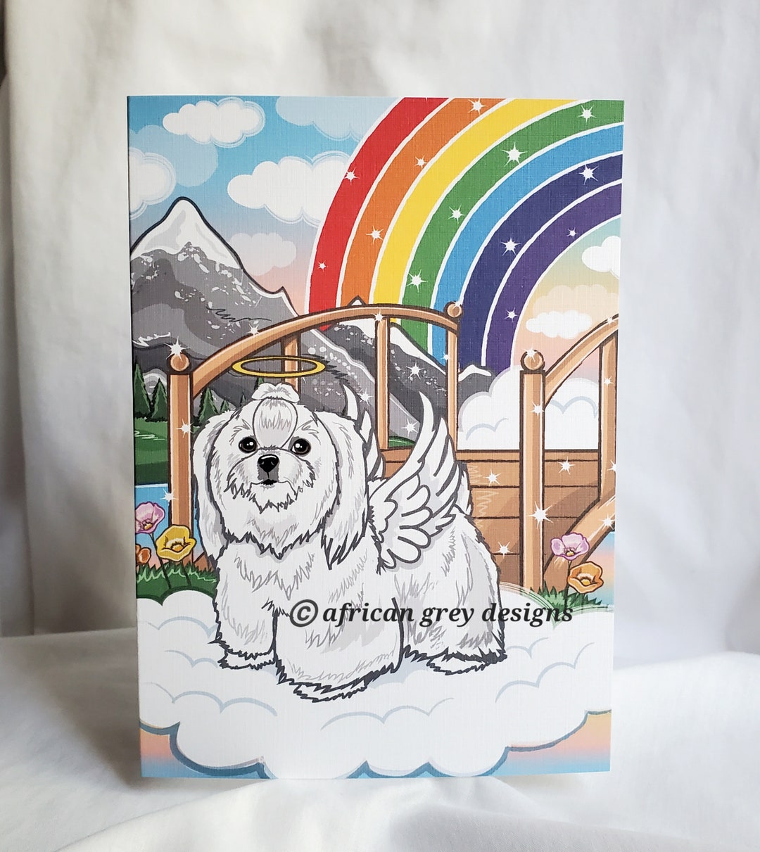 Rainbow Bridge Maltese Angel Greeting Card - Etsy