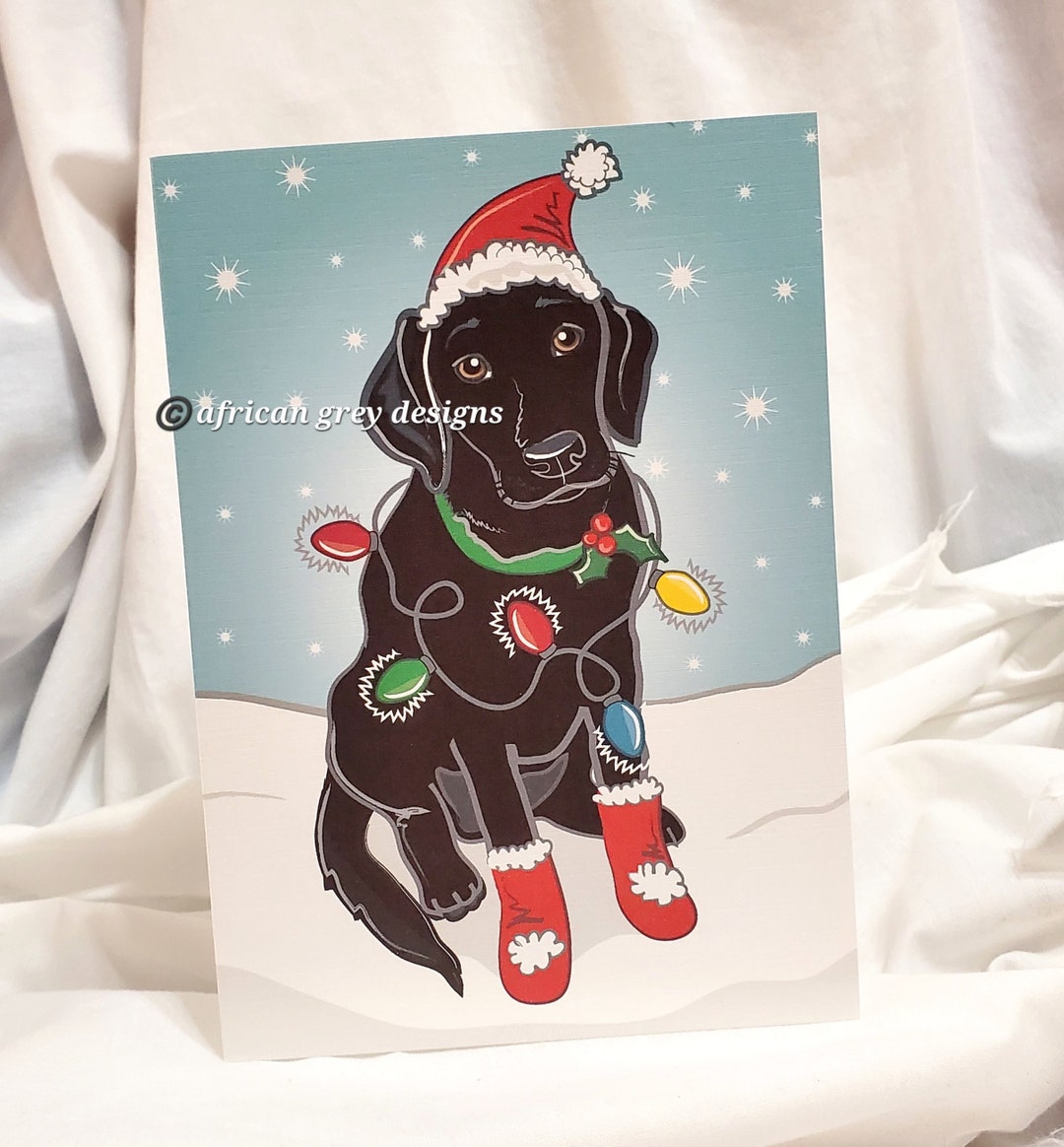 Christmas Black Lab Greeting Card - Etsy