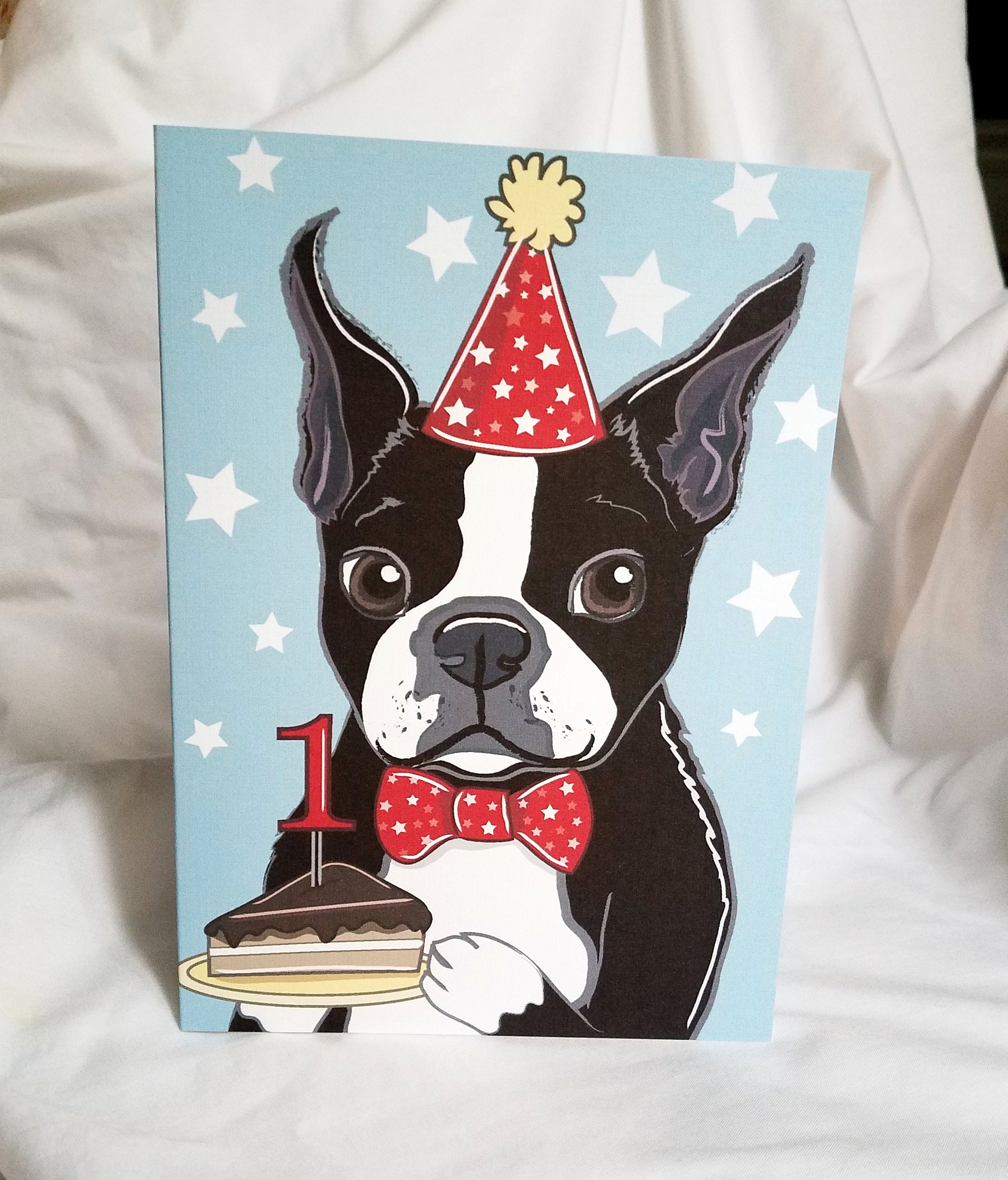 Custom Birthday Boston Terrier Greeting Card Customize With | Etsy