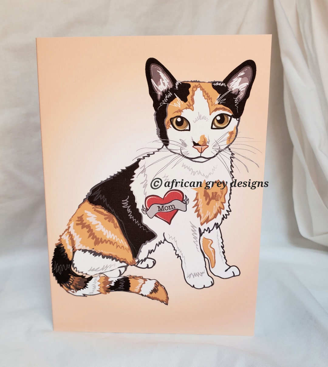 Custom Calico Cat Tattoo Greeting Card - Etsy