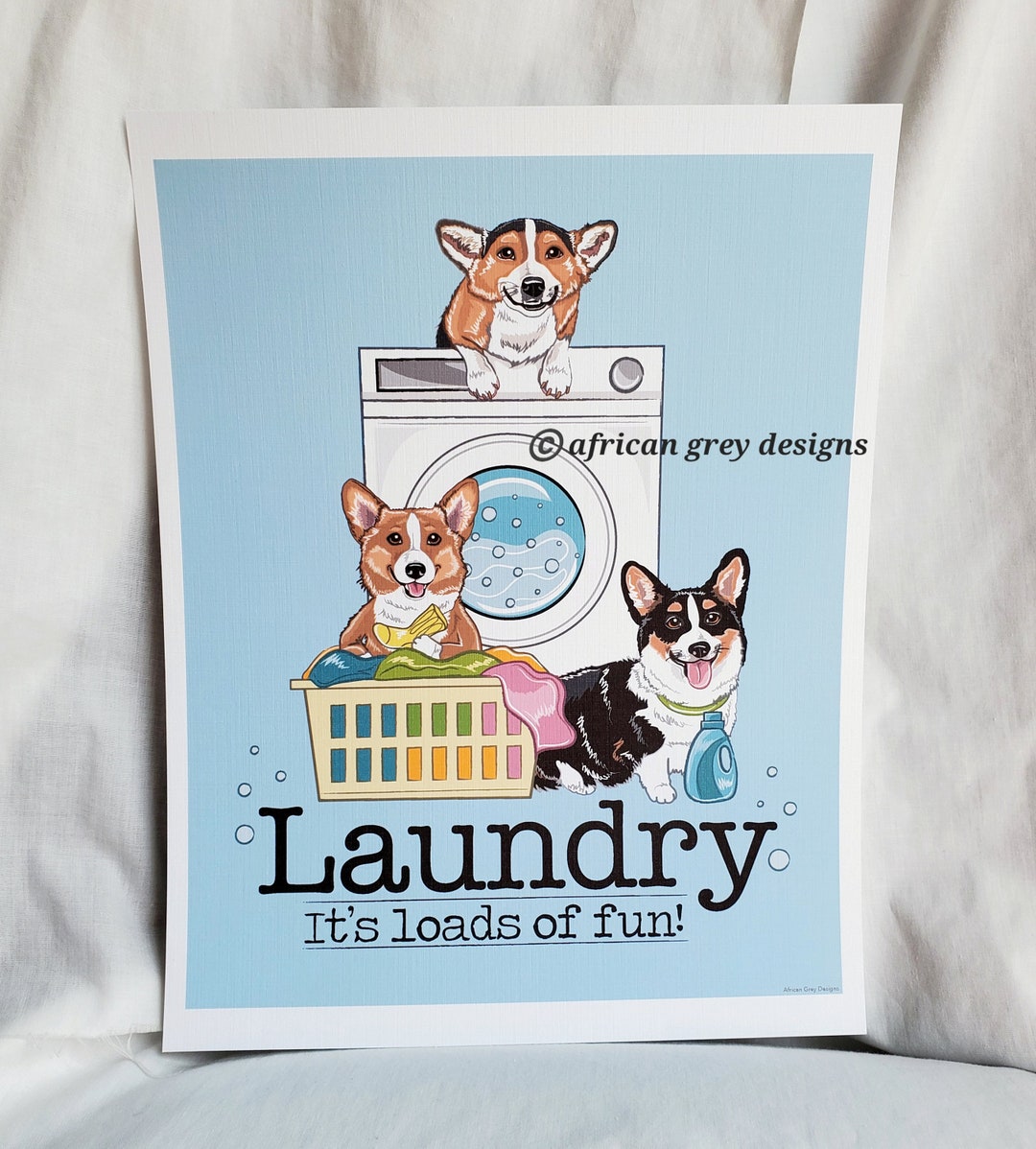 Corgi Laundry Print - Washing Machine - 8x10 Eco-friendly Size - Etsy