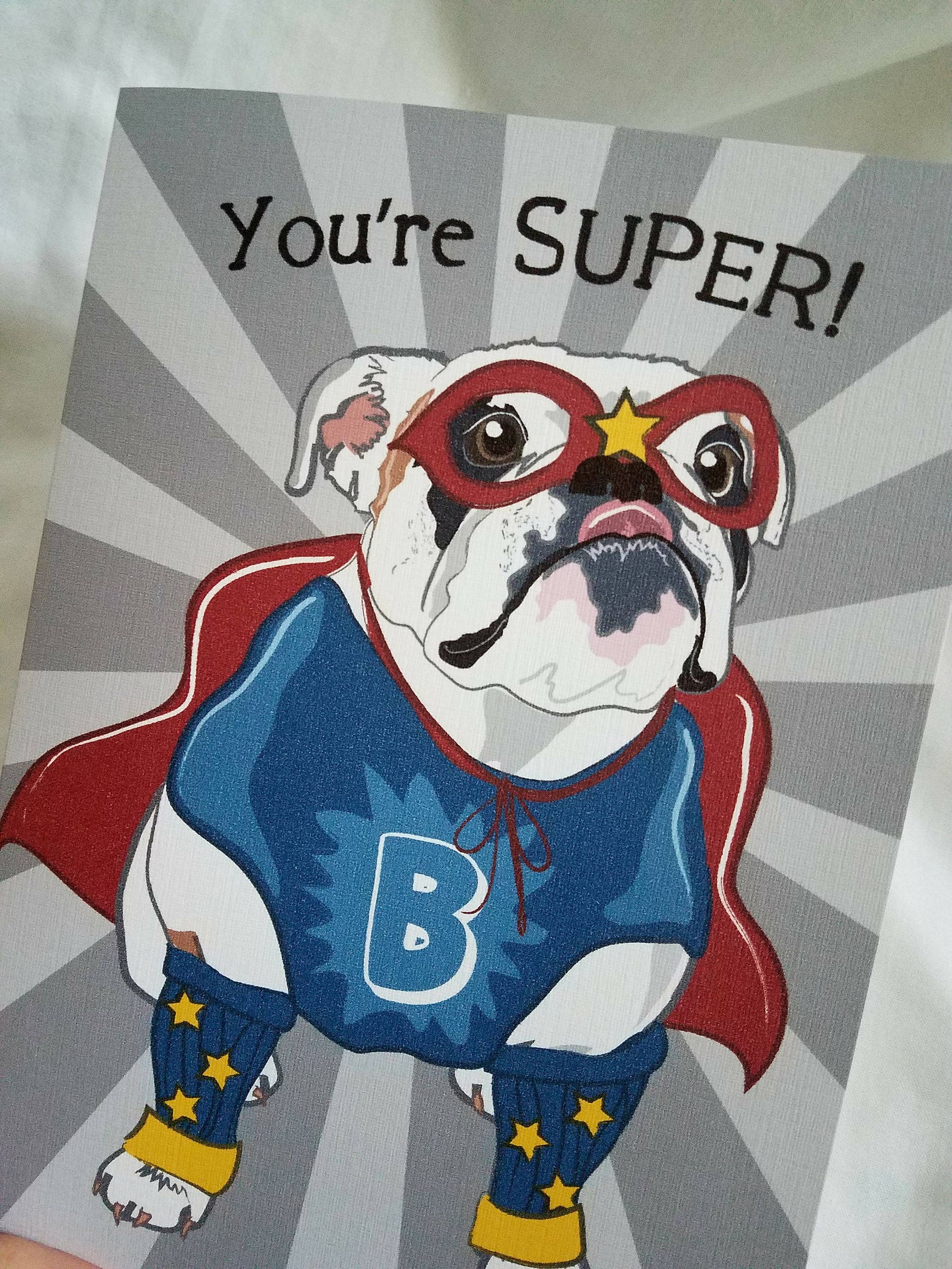 Super Bulldog Greeting Card Customizable with Your Letter | Etsy
