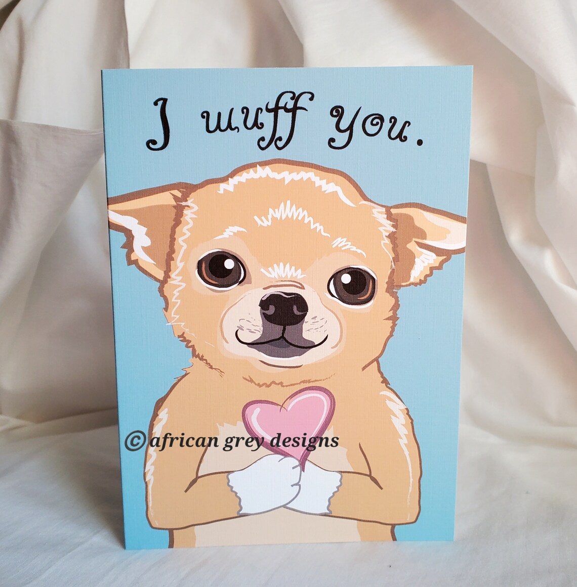 Wuff You Chihuahua Greeting Card - Etsy