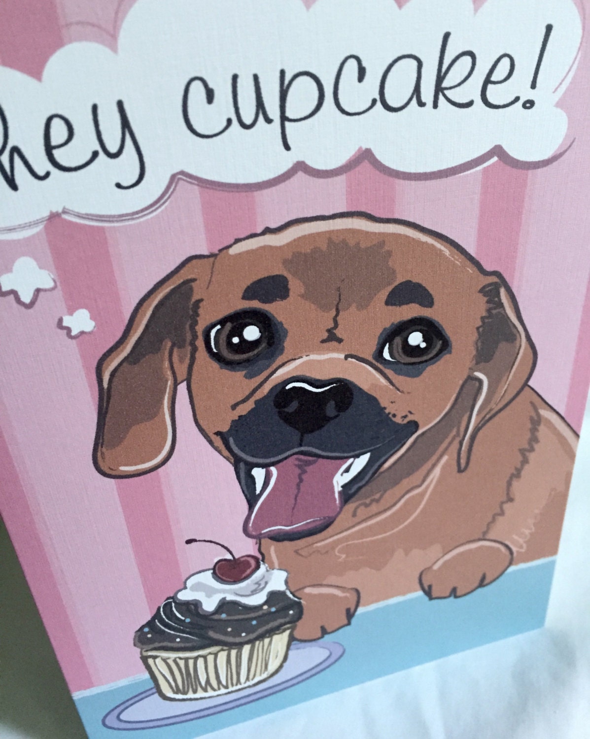 Puggle Cupcake Greeting Card | Etsy