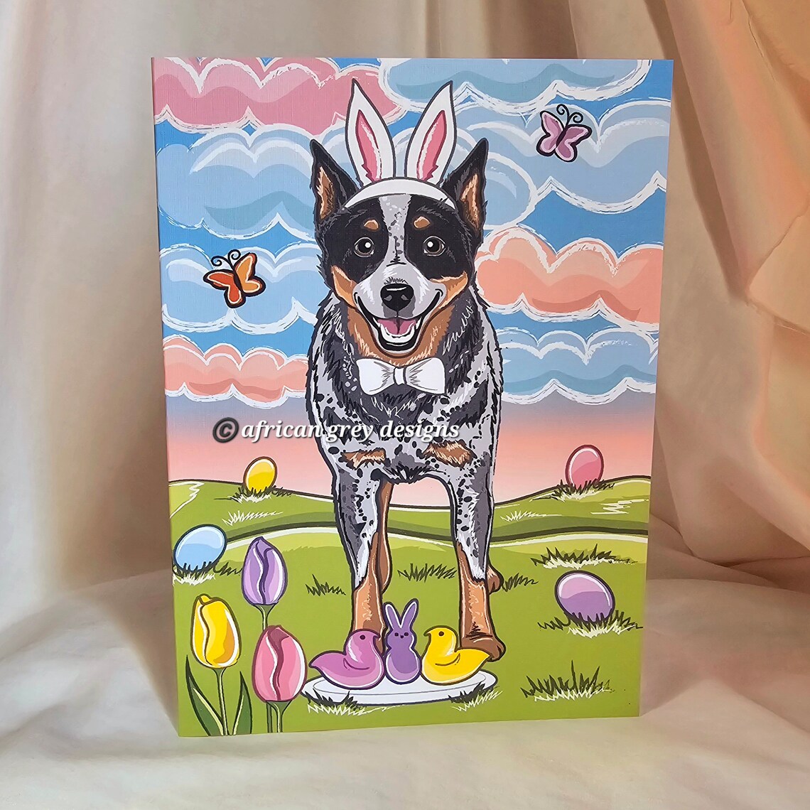 Easter Blue Heeler Greeting Card - Etsy
