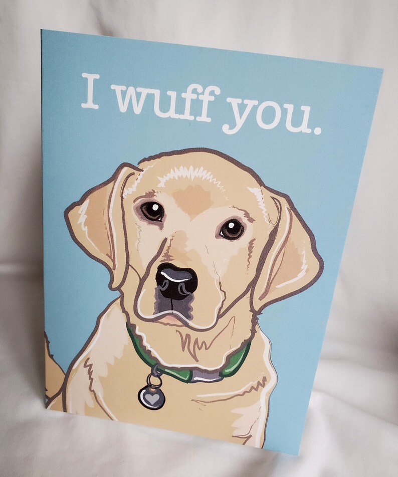 Wuff You Yellow Lab Greeting Card Choose Pink or Blue - Etsy