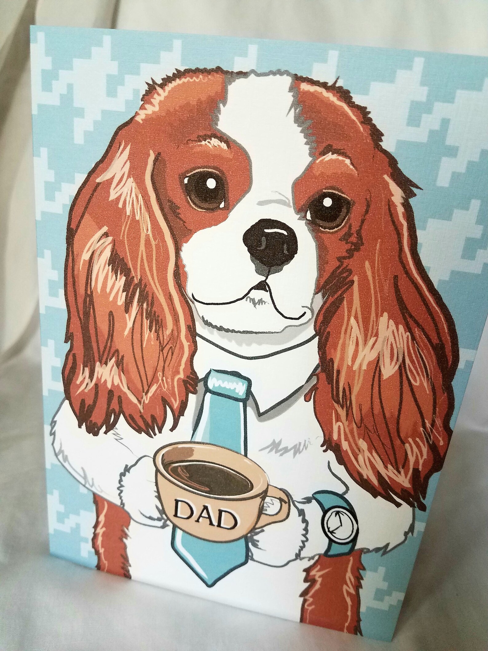 King Charles Spaniel Dad Greeting Card | Etsy